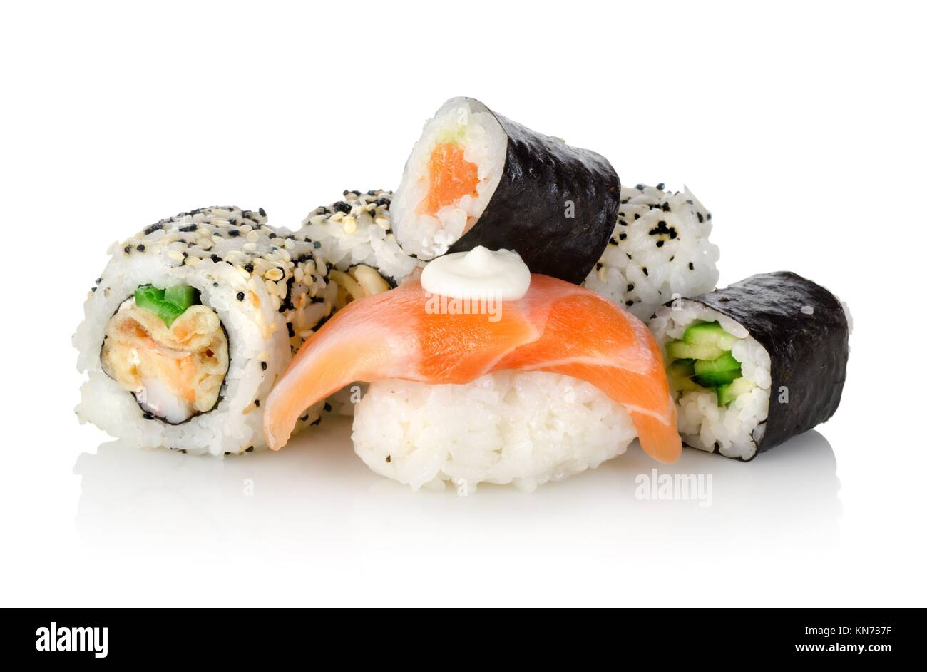 Unagi sushi isolated on a white background Stock Photo - Alamy