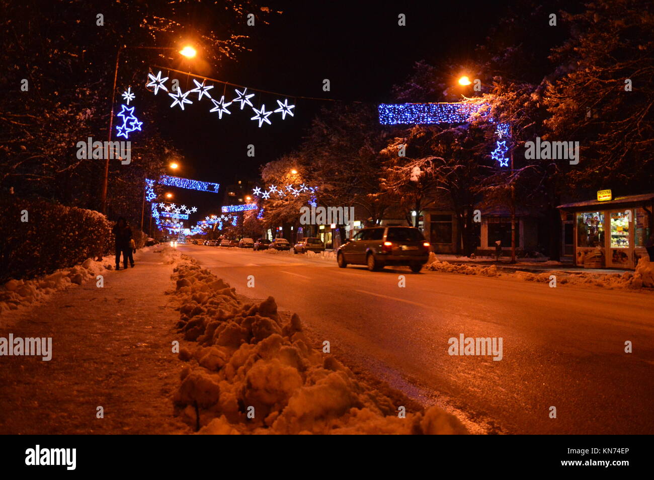 Decorated street in town Stock Photo - Alamy
