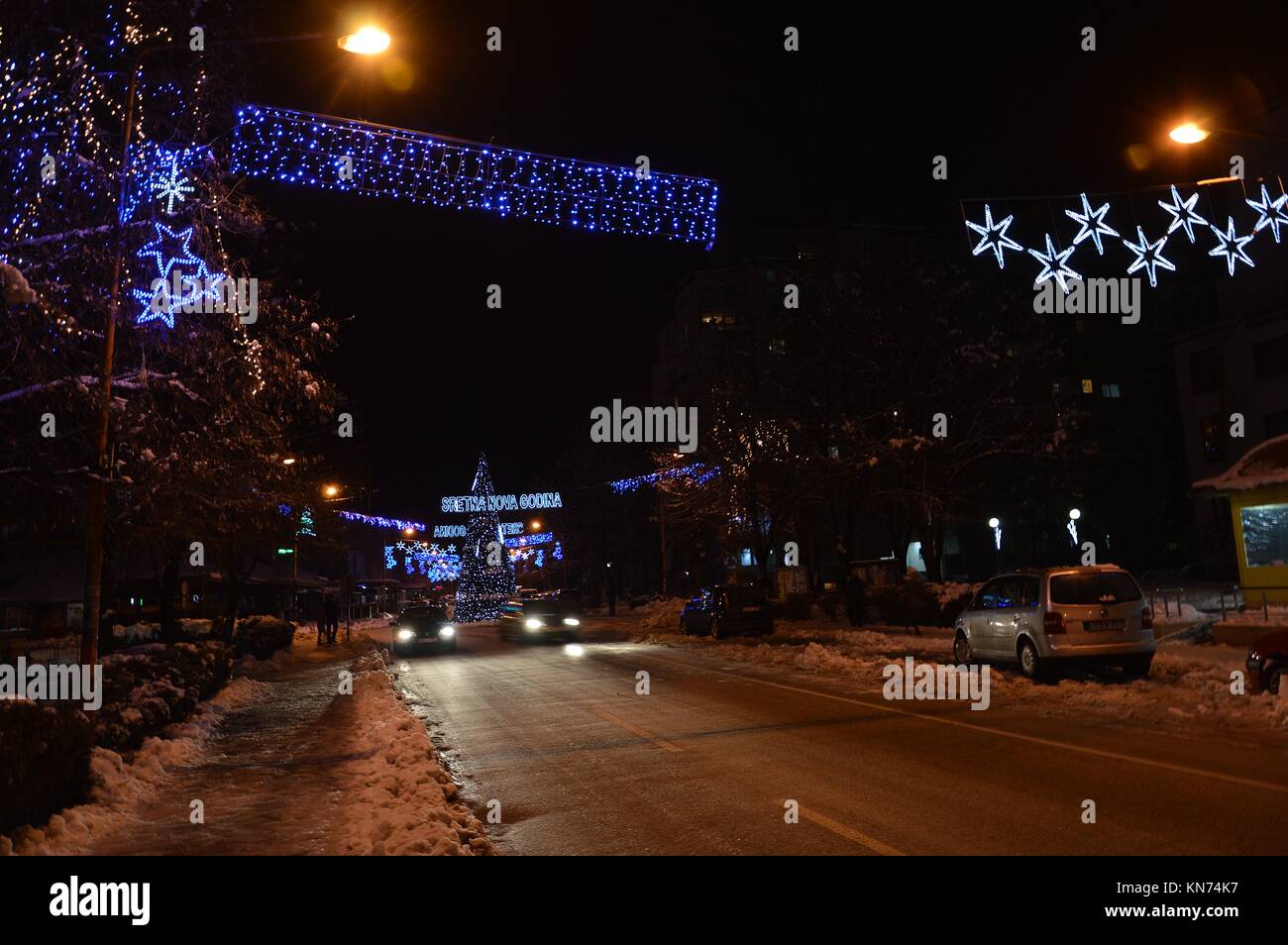 Decorated street in town Stock Photo - Alamy