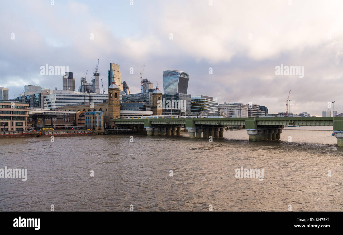 Easterly view across the River Thames of the City of London and ...