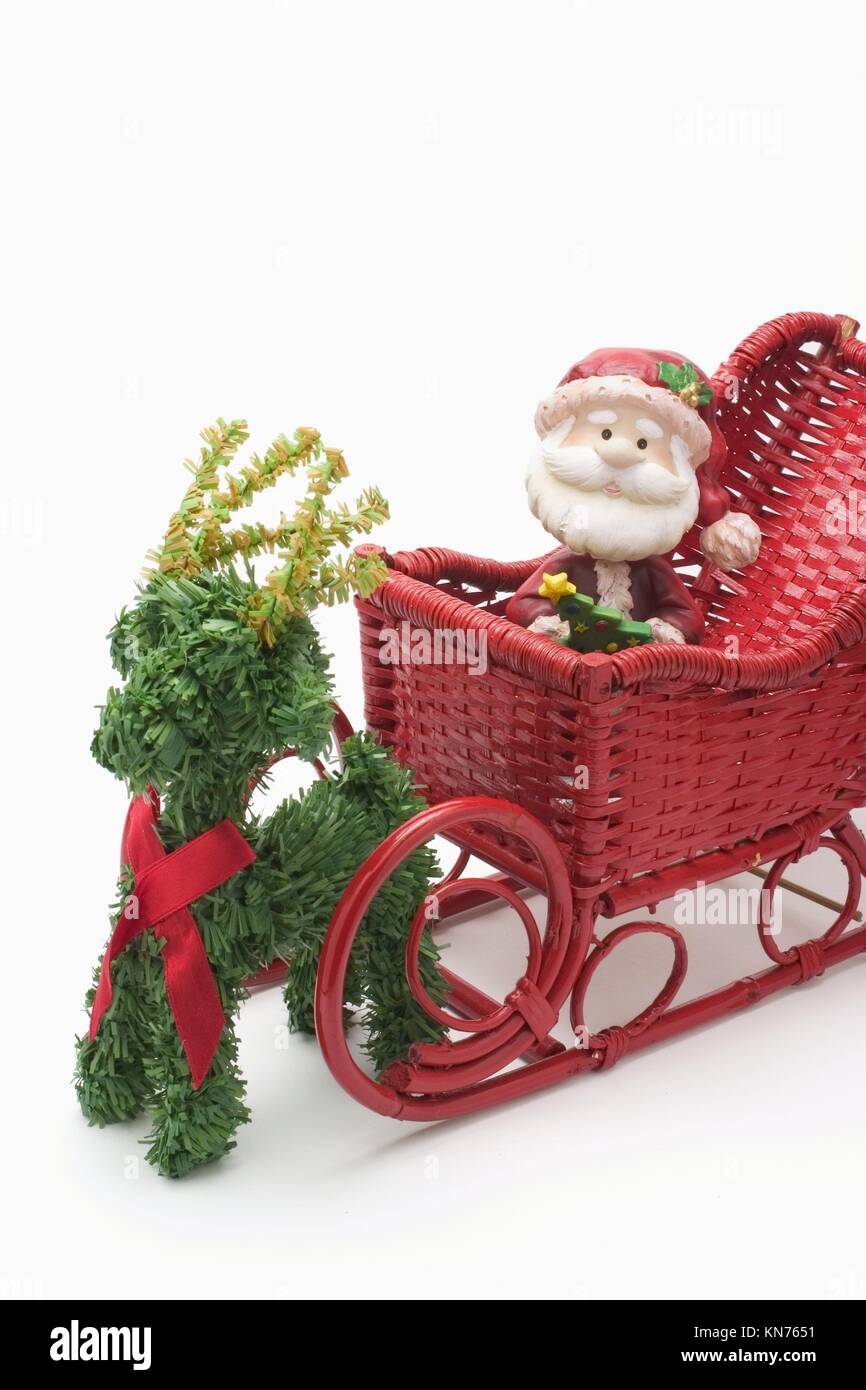 Santa on Sledge with Dropout Background Stock Photo - Alamy