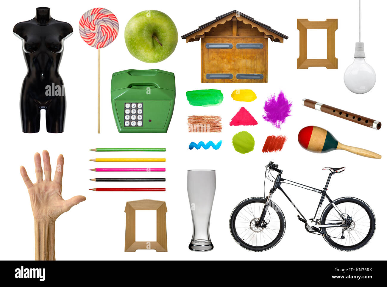 Group of various object isolated on the white background Stock Photo ...