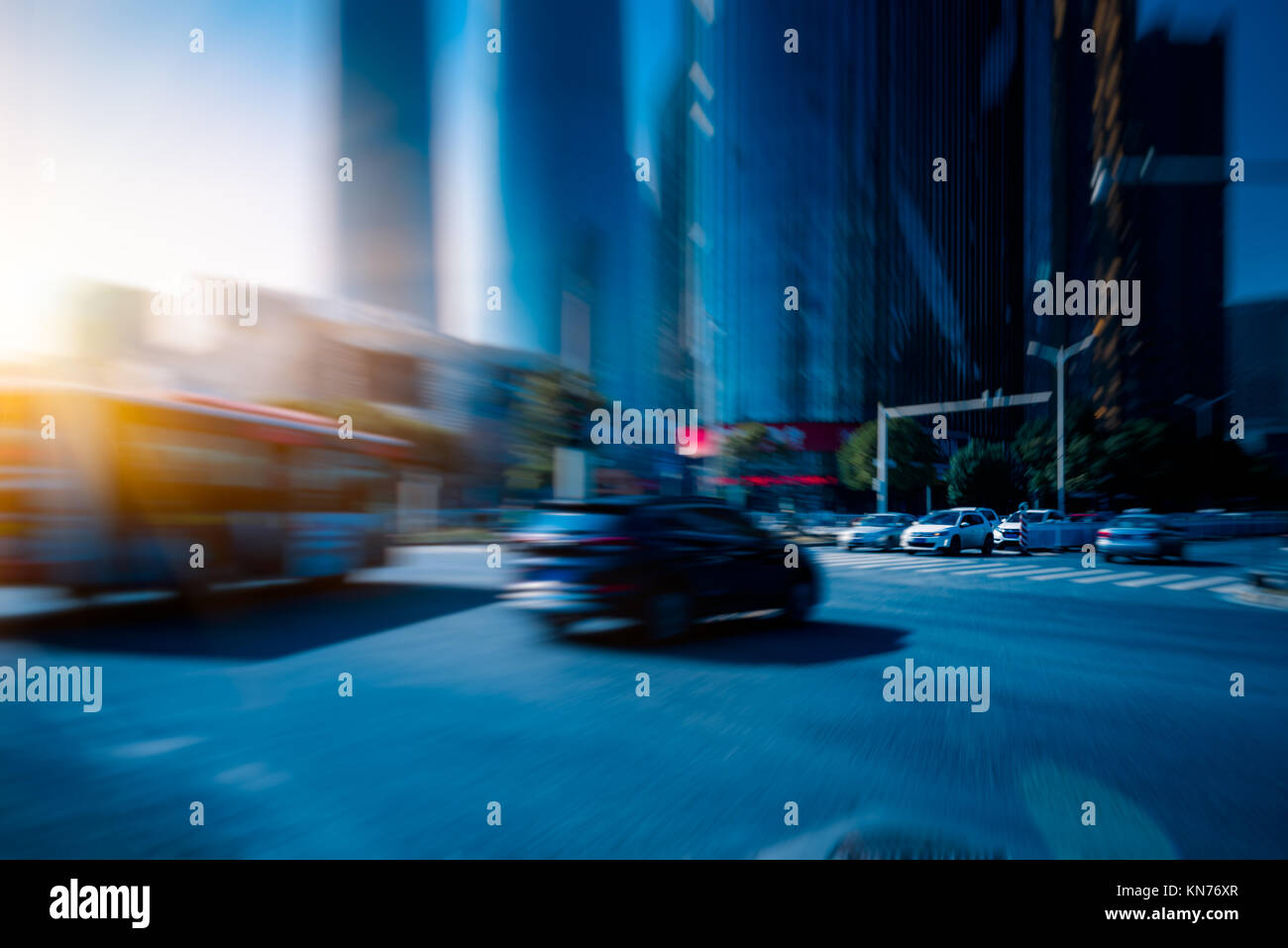 urban street view with cityscape in background Stock Photo - Alamy