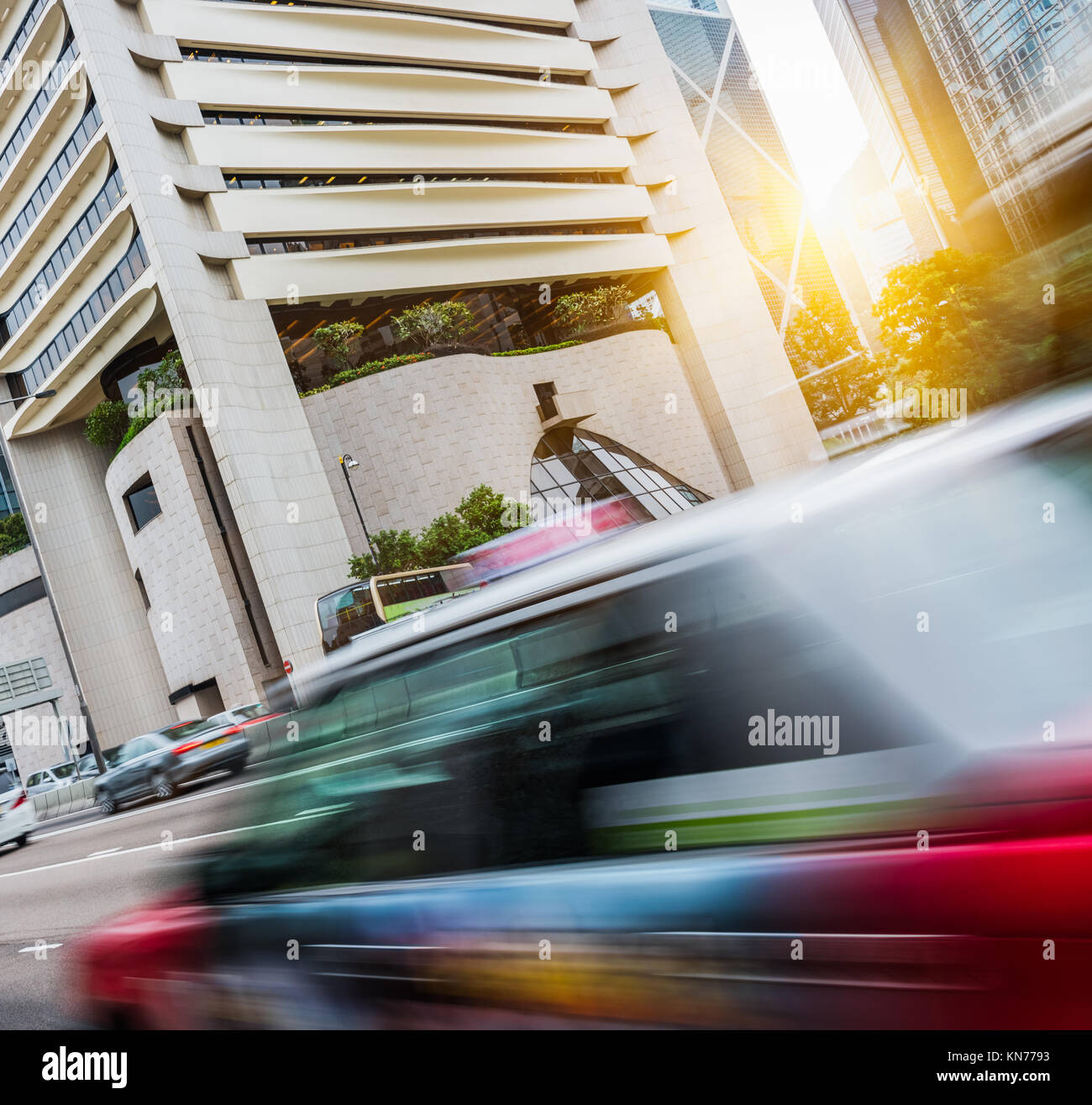 urban street view with cityscape in background Stock Photo - Alamy