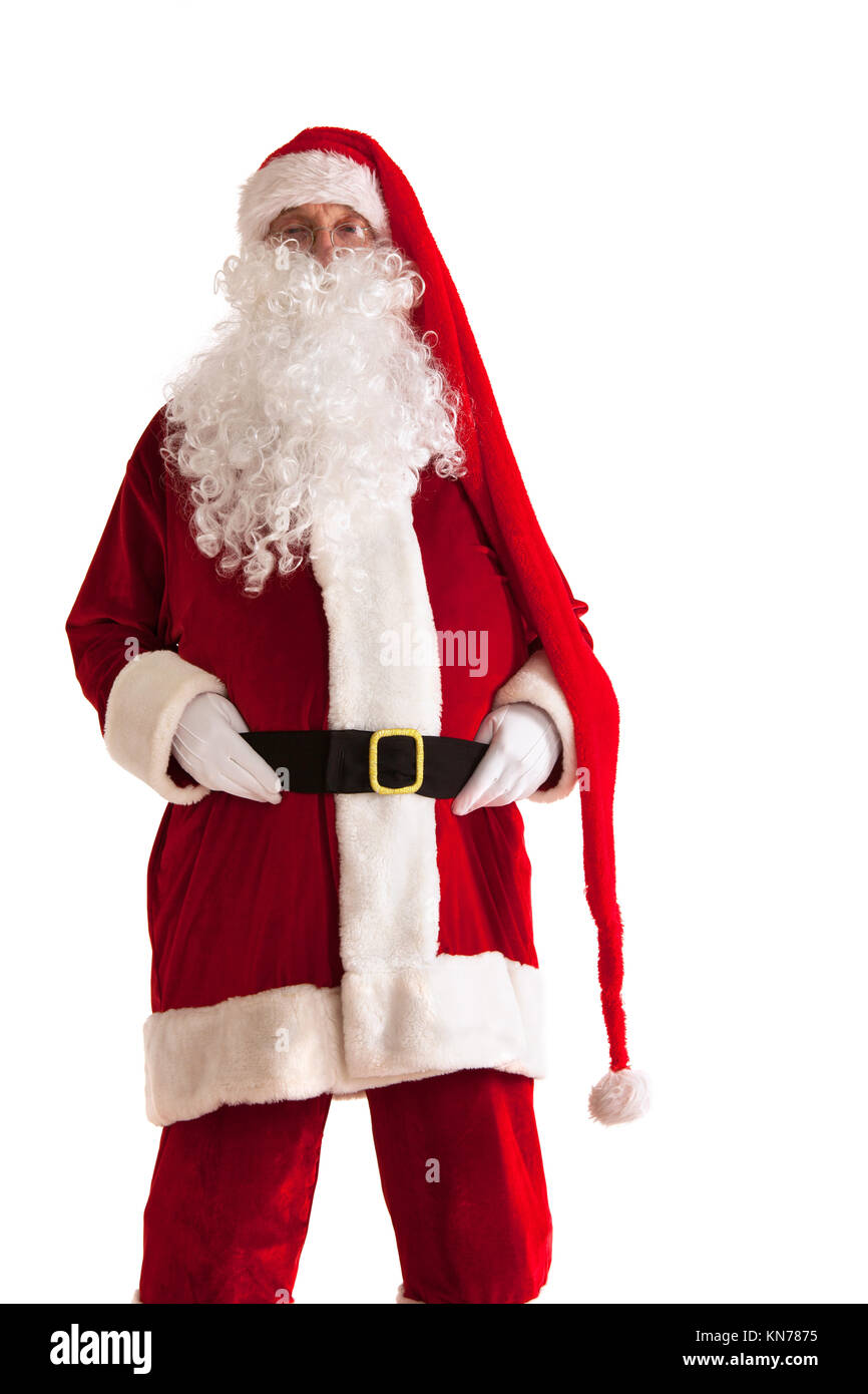 Santa Claus in red costume isolated on white background Stock Photo - Alamy