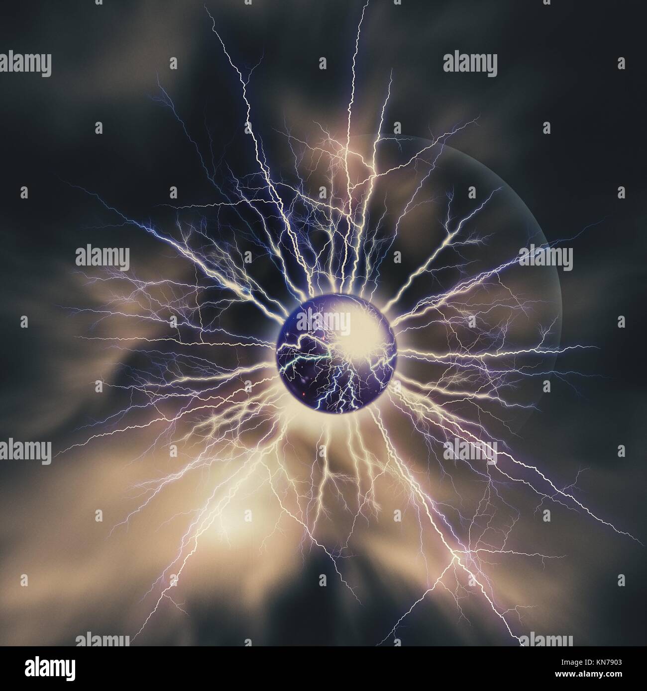 Electric storm. Abstract science and power industry backgrounds Stock ...