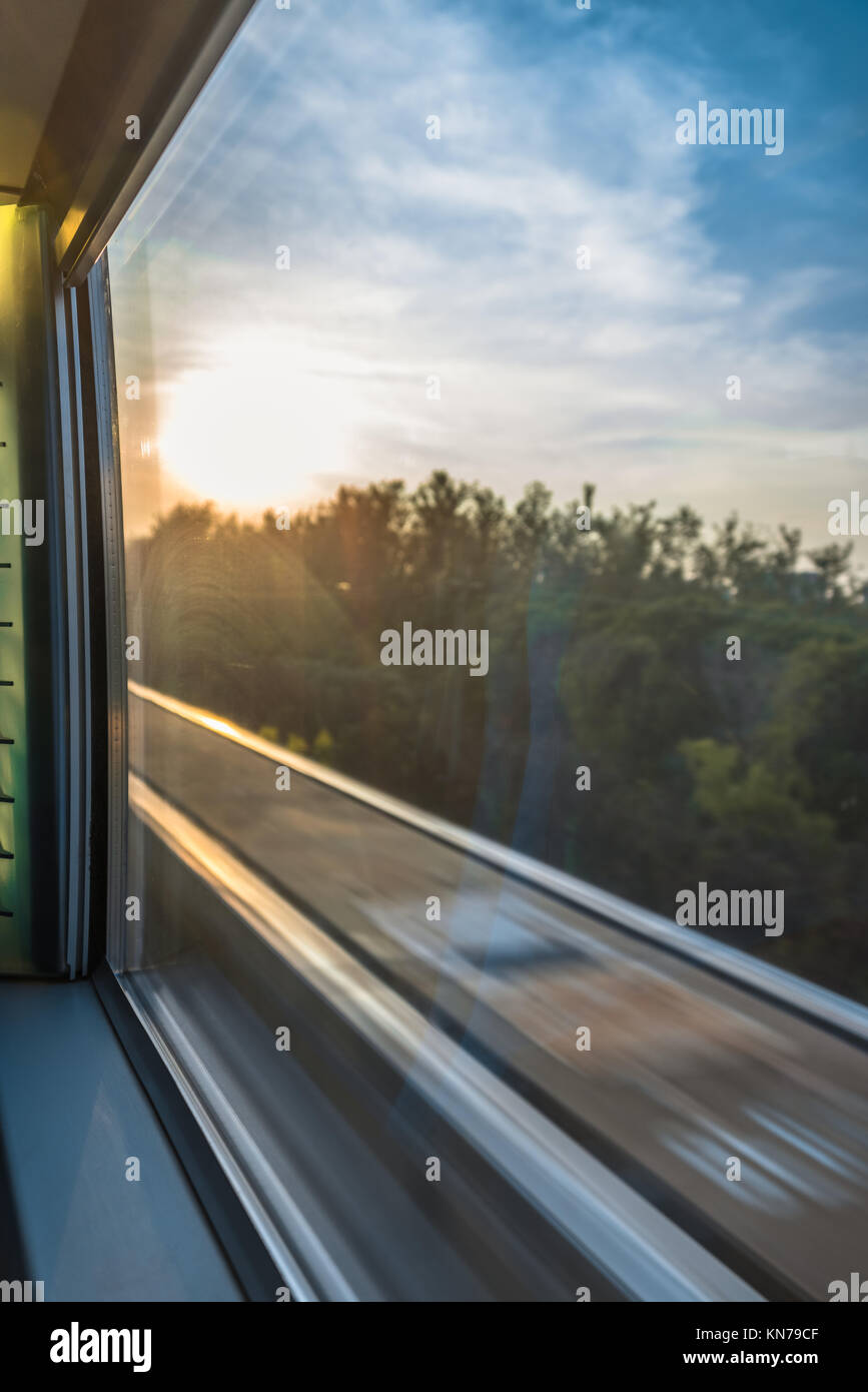 Railroad Tracks Seen Through Train Window Stock Photo - Alamy