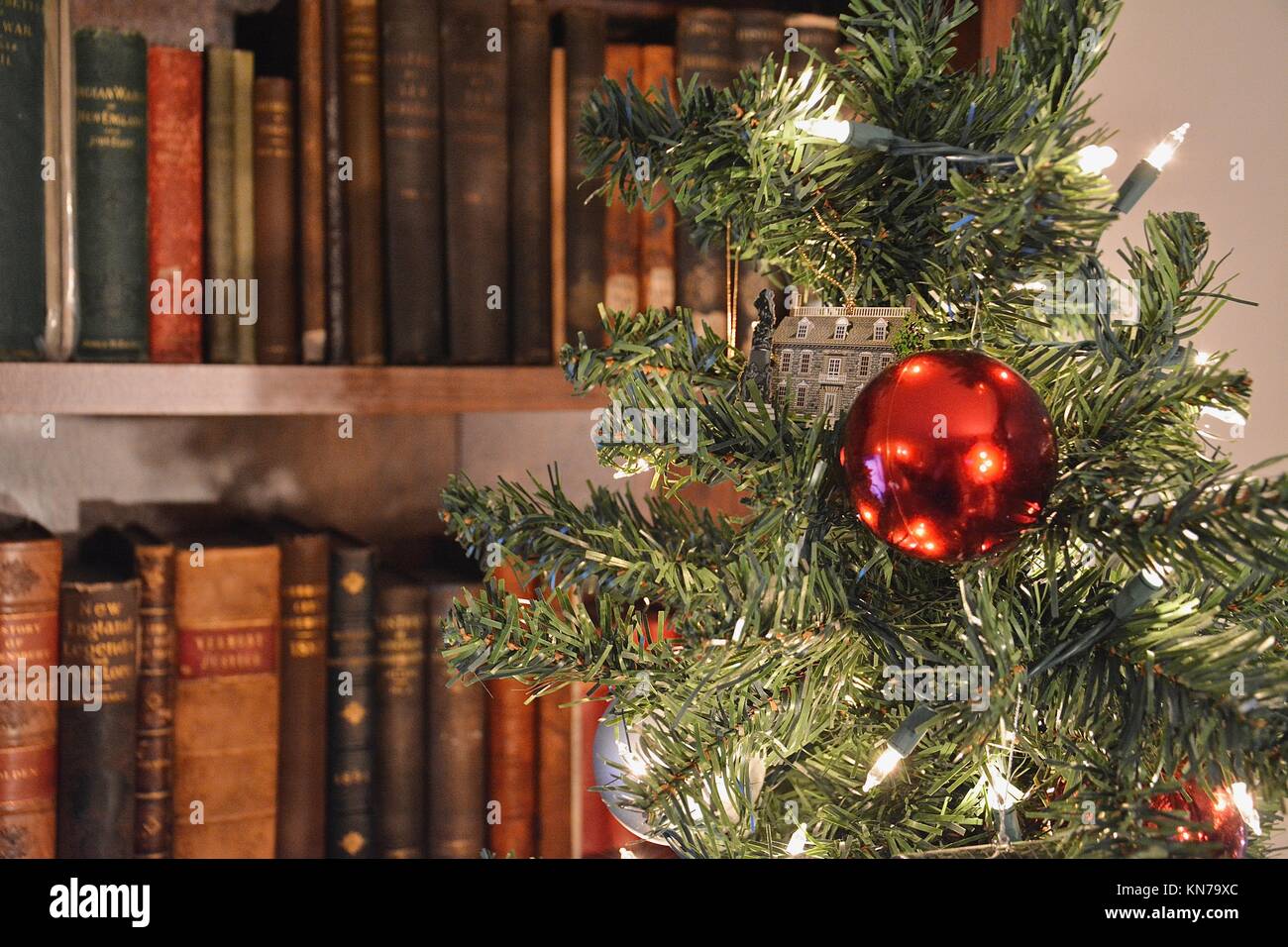 Macro shots of a Christmas Tree with lights and decorations Stock Photo ...