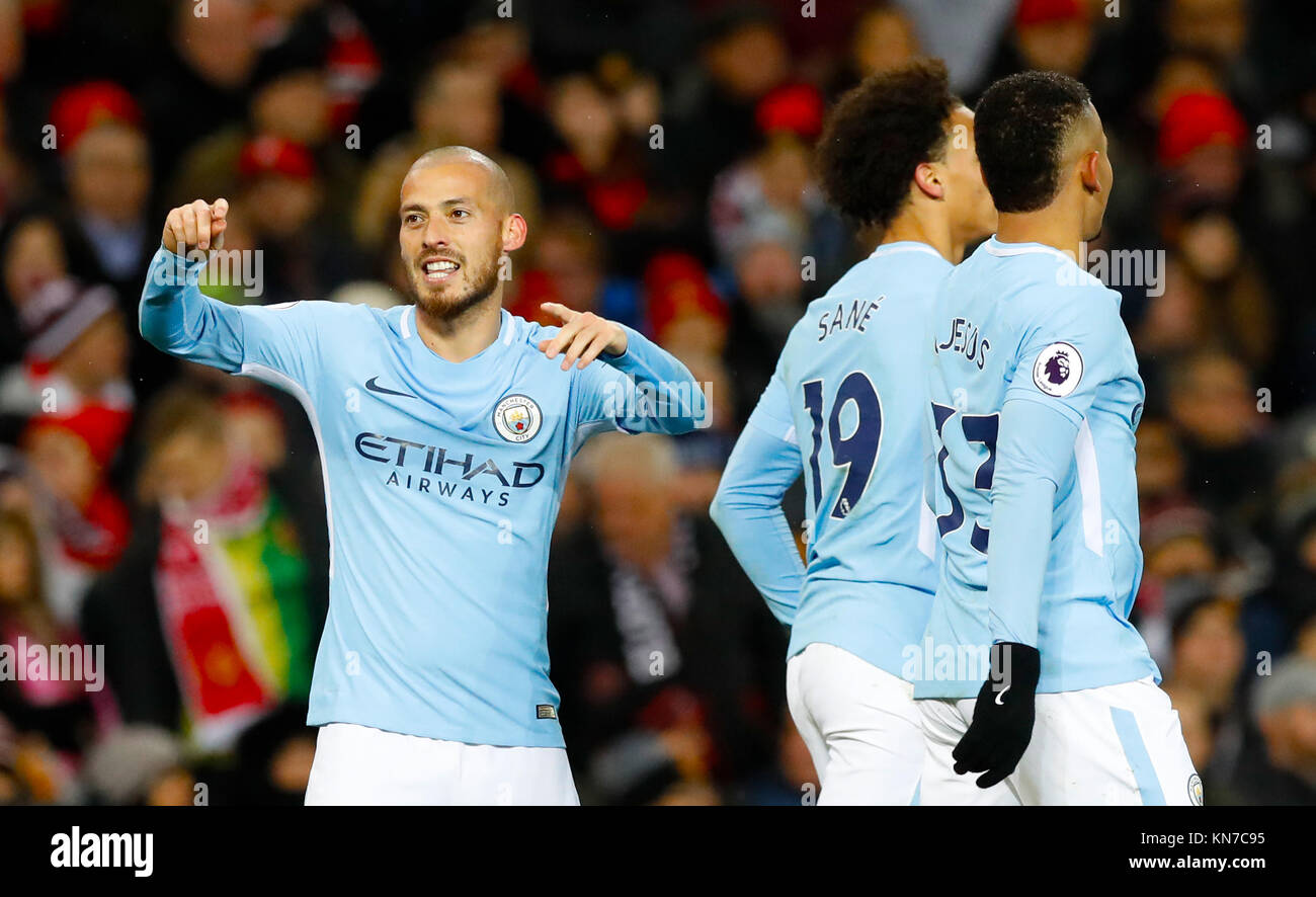 Manchester City's David Silva celebrates scoring his side's first goal ...