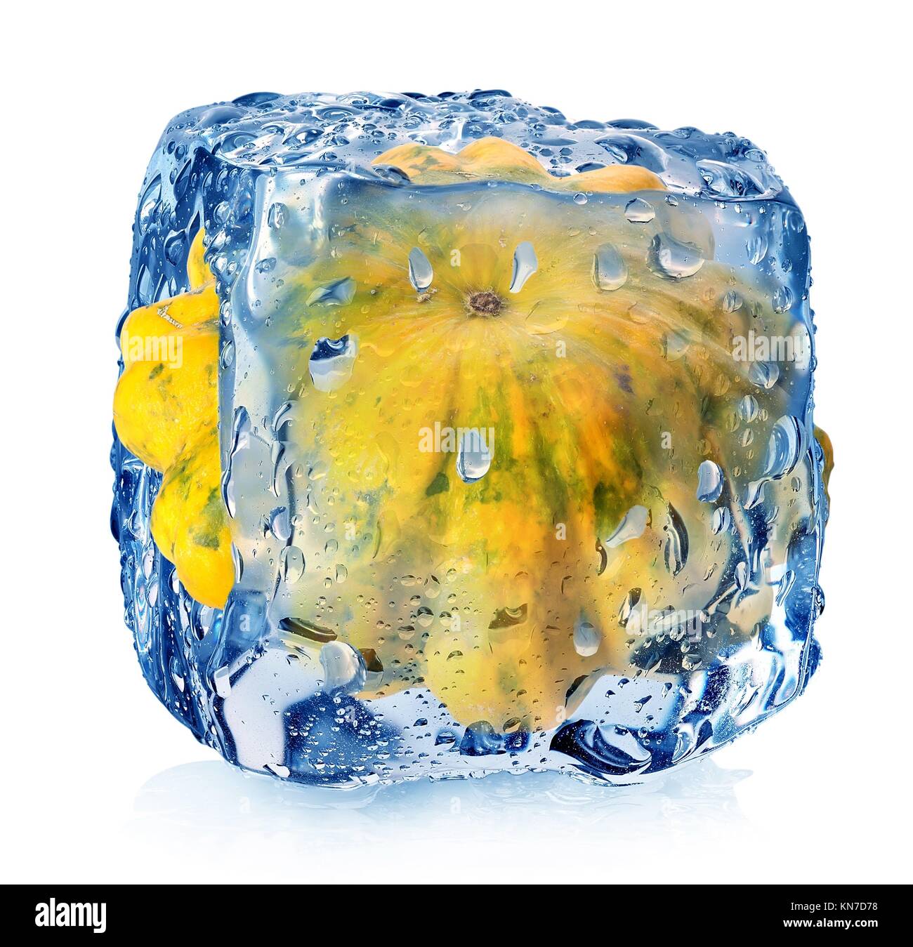 Gourd in ice cube isolated on white Stock Photo - Alamy