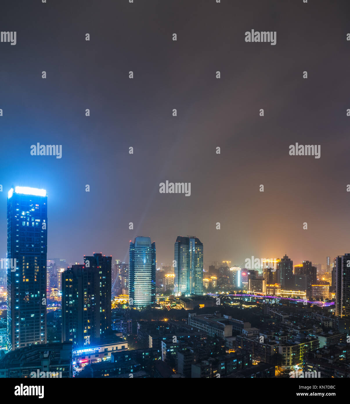 illuminated modern buildings at night in China Stock Photo - Alamy