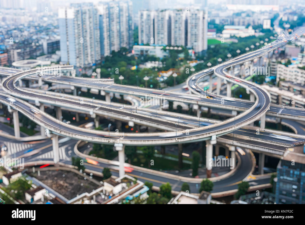 Aerial View of Shanghai overpass at Night in China Stock Photo - Alamy