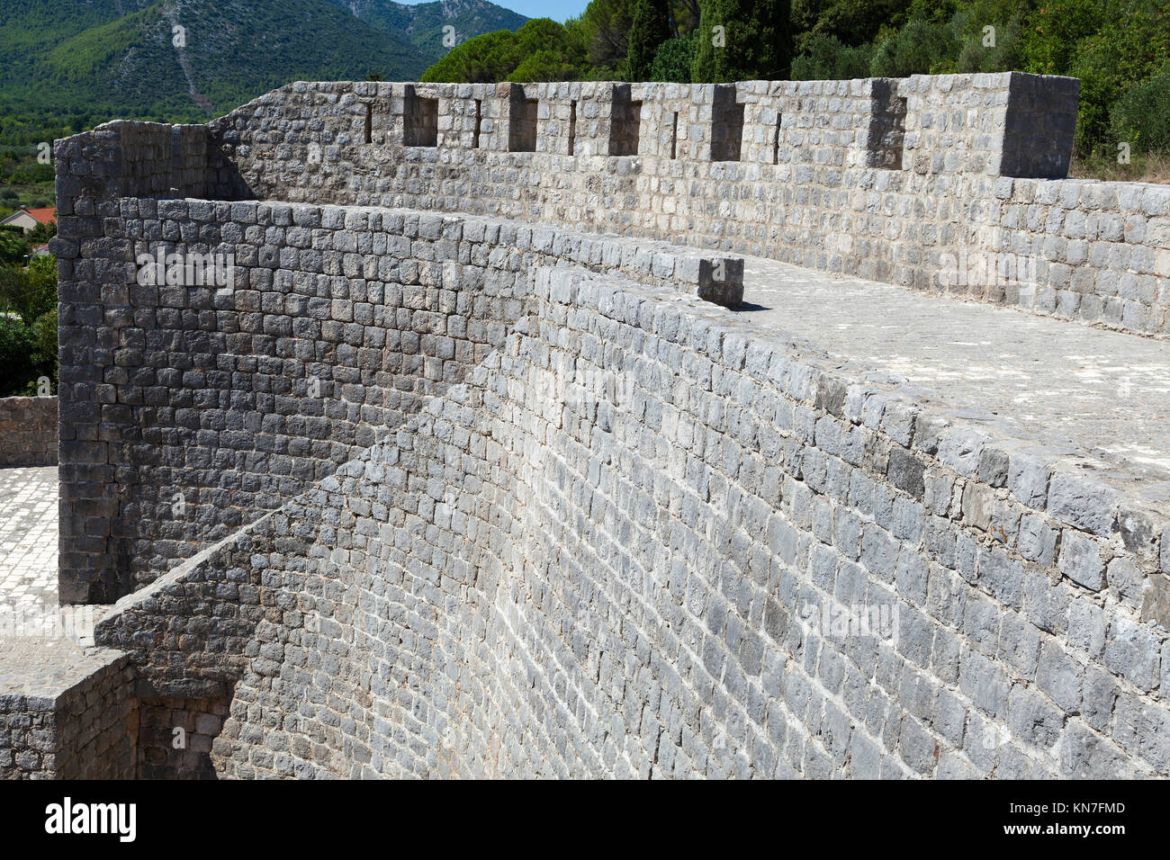 Old town of Ston with walls of fortification, Croatia Stock Photo - Alamy