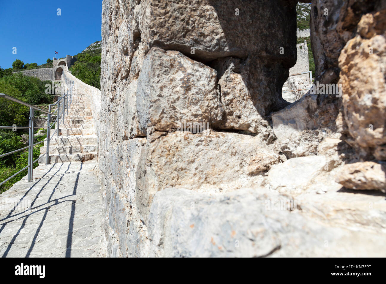 Old town of Ston with walls of fortification, Croatia Stock Photo - Alamy