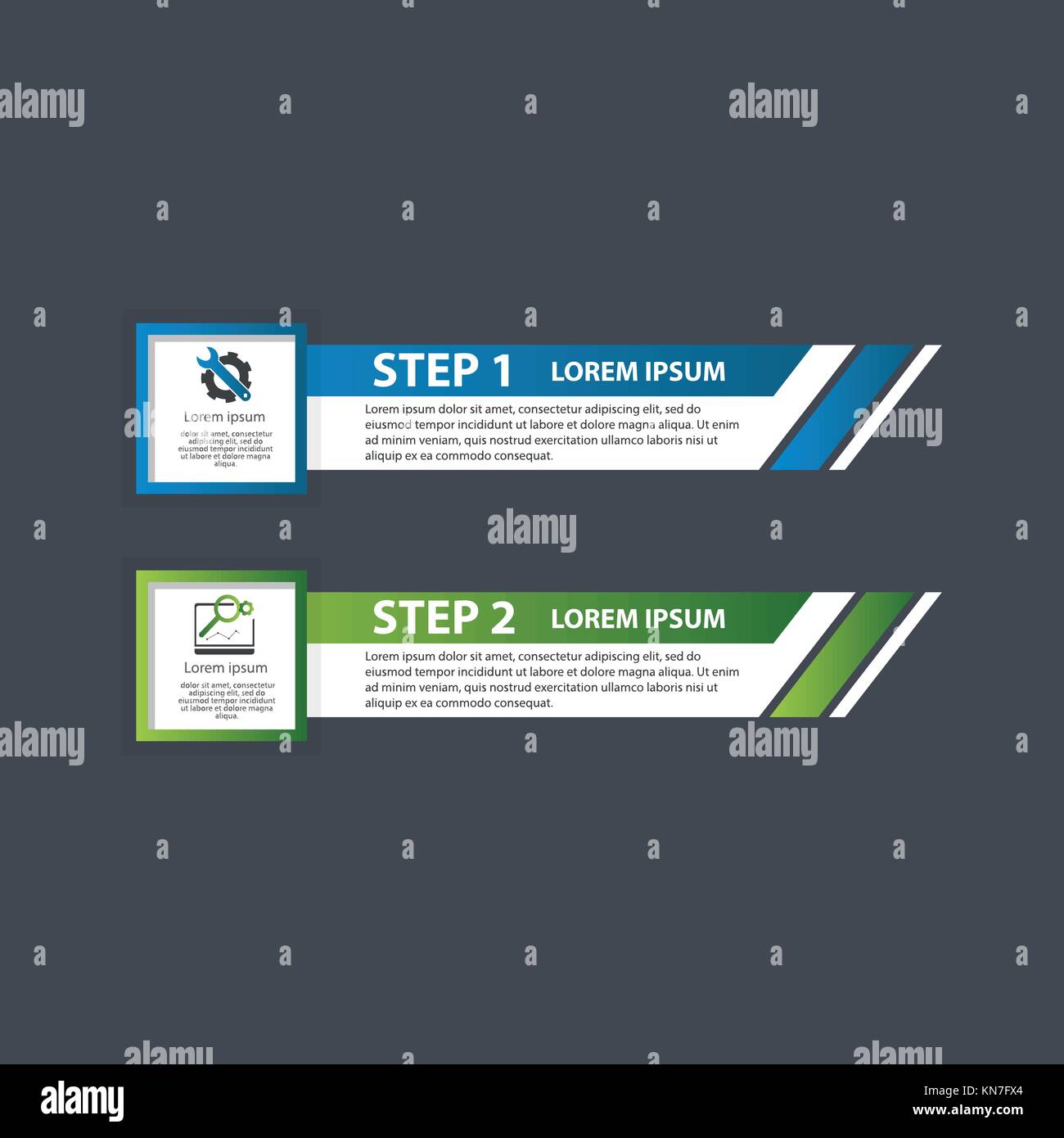 Vector illustration. An infographic template with 2 steps and an image ...