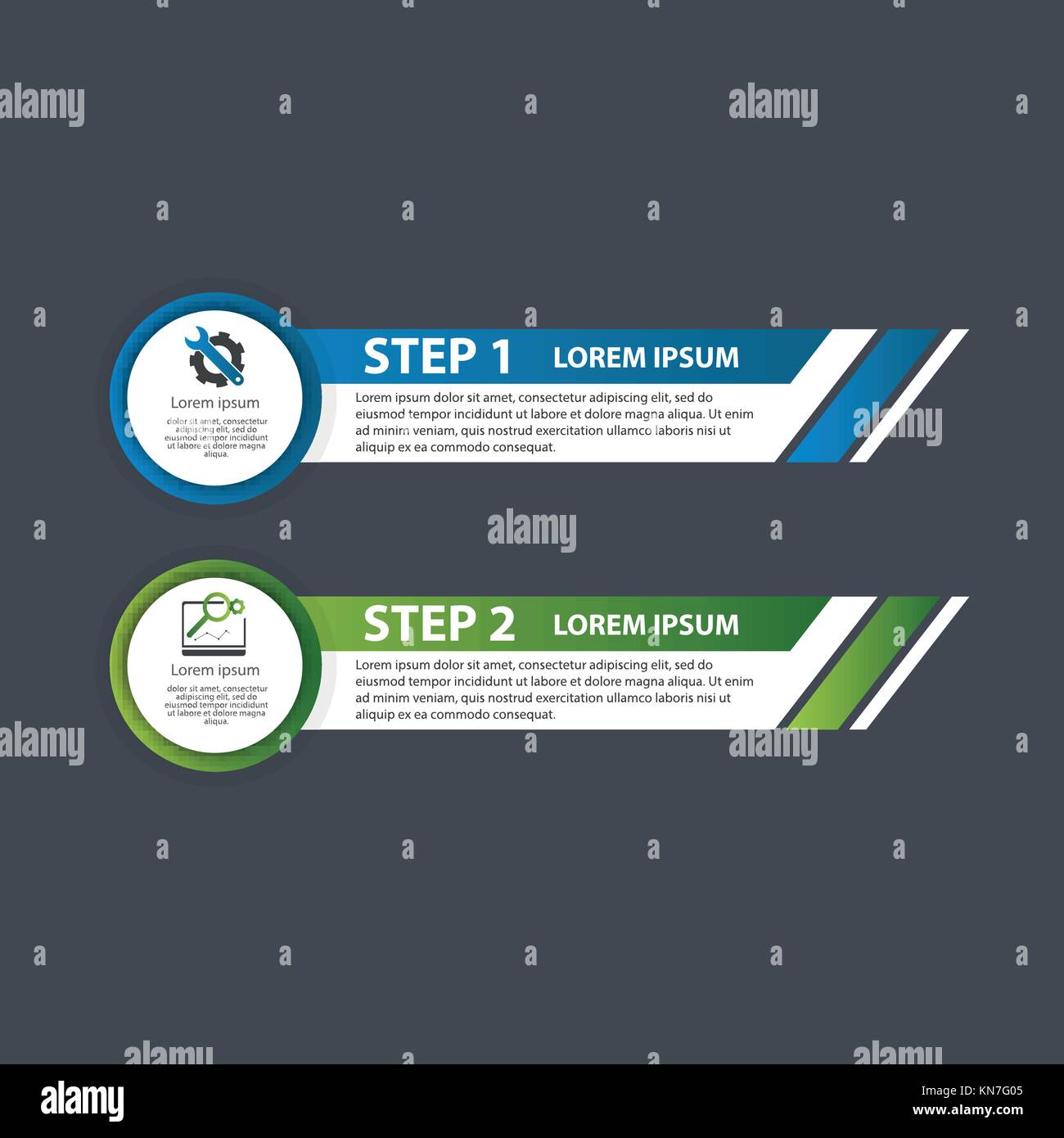 Vector illustration. An infographic template with 2 steps and an image ...