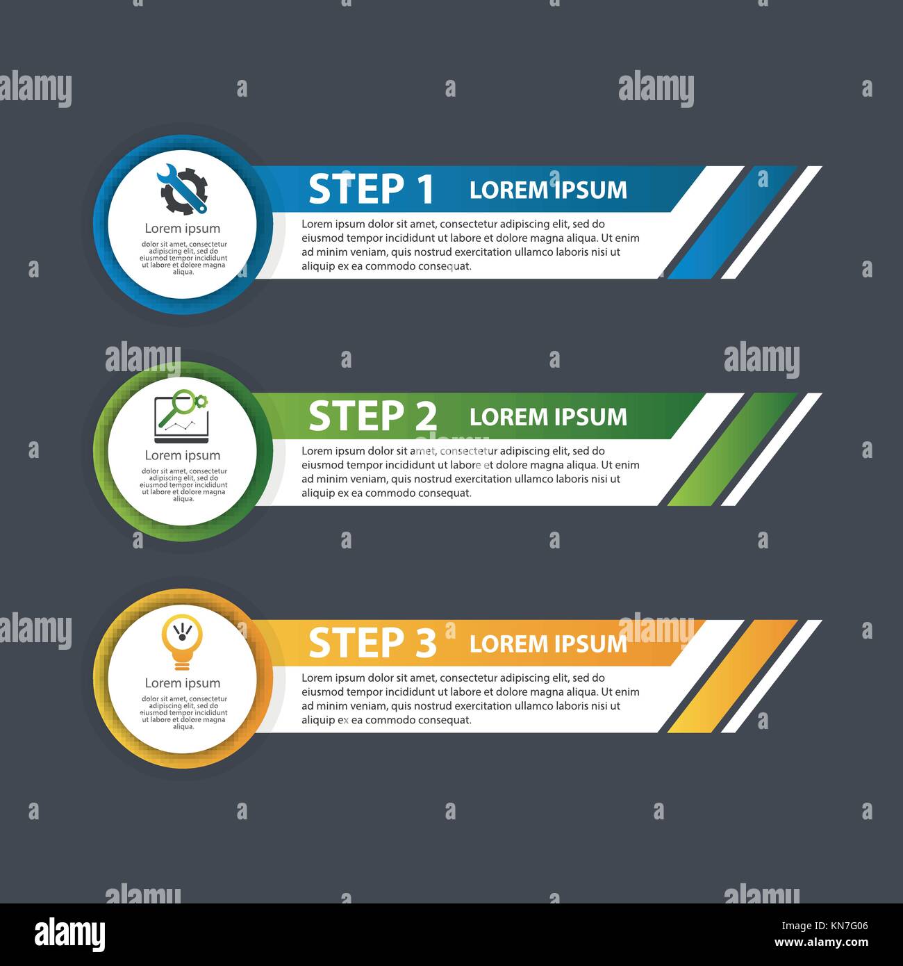Vector illustration. An infographic template with 3 steps and an image ...