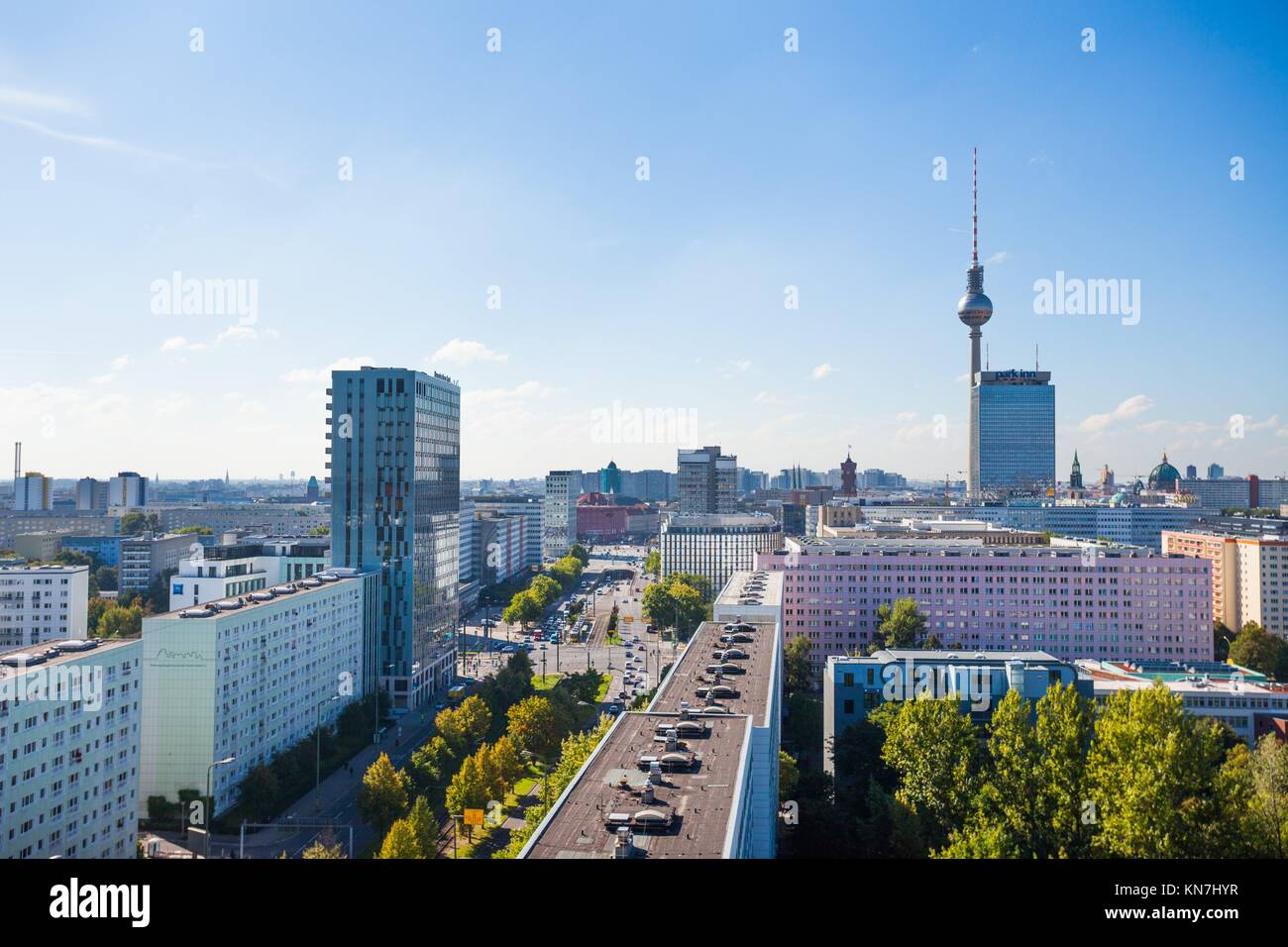 Aerial view of fernsehturm berlin and alexanderplatz hi-res stock photography and images - Alamy