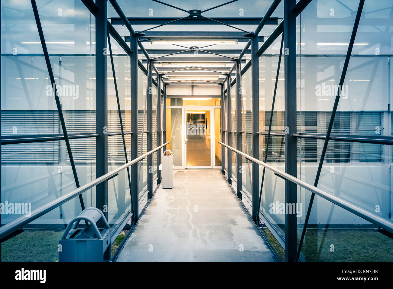 Architecture Metal Hallway Opportunity Building Looking Down Warm Light ...
