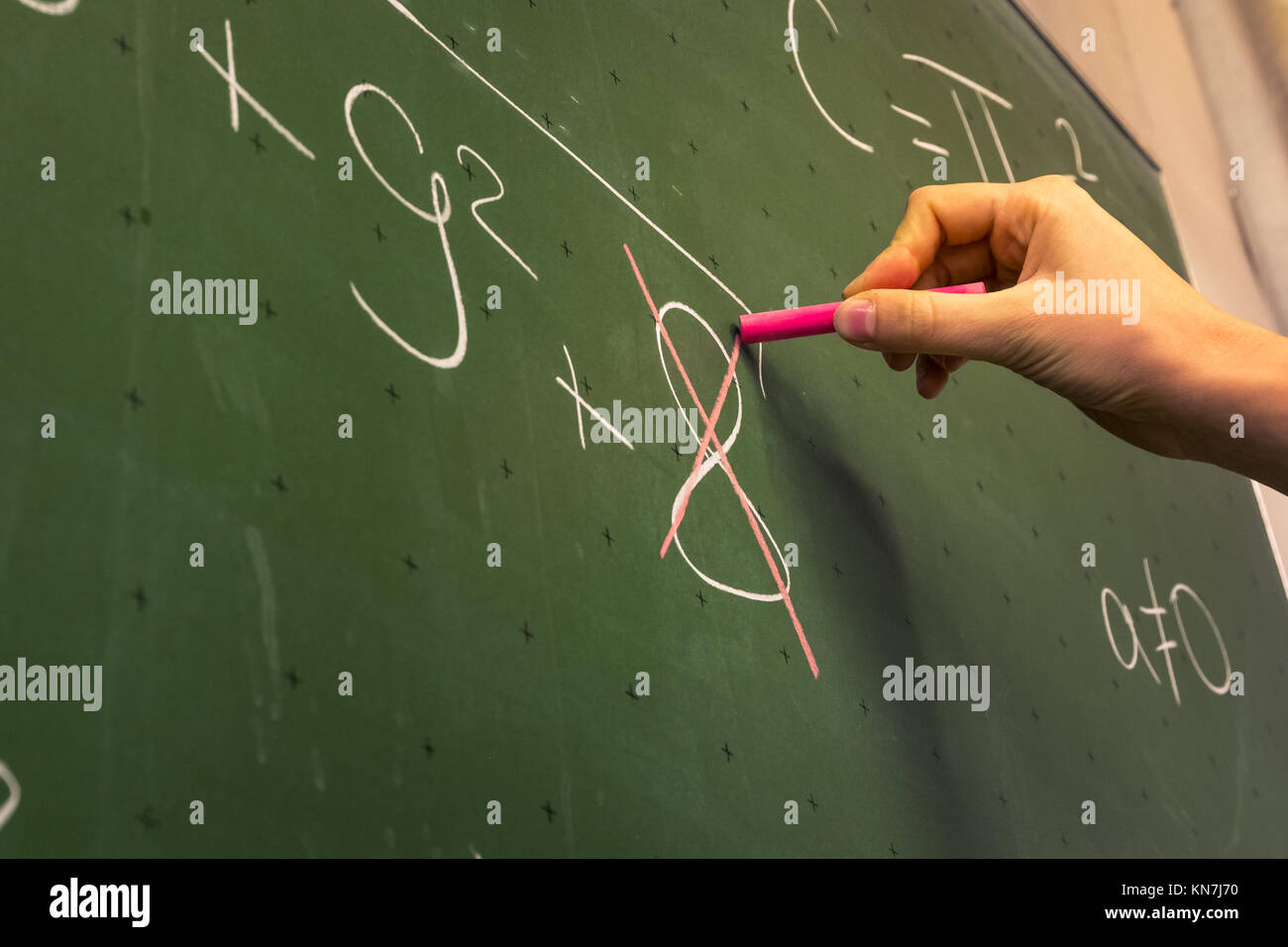 Female Hand Teacher Writing on Green Chalkboard Professor University ...