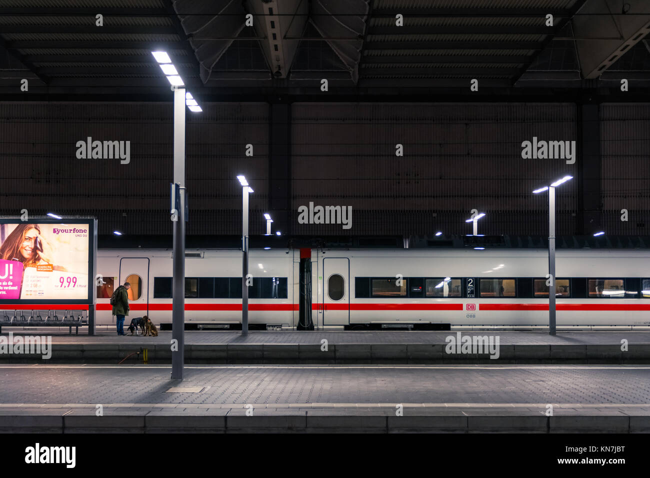 Deutsche Bahn ICE Bullet Train Closeup Side Train Station Parked Winter ...
