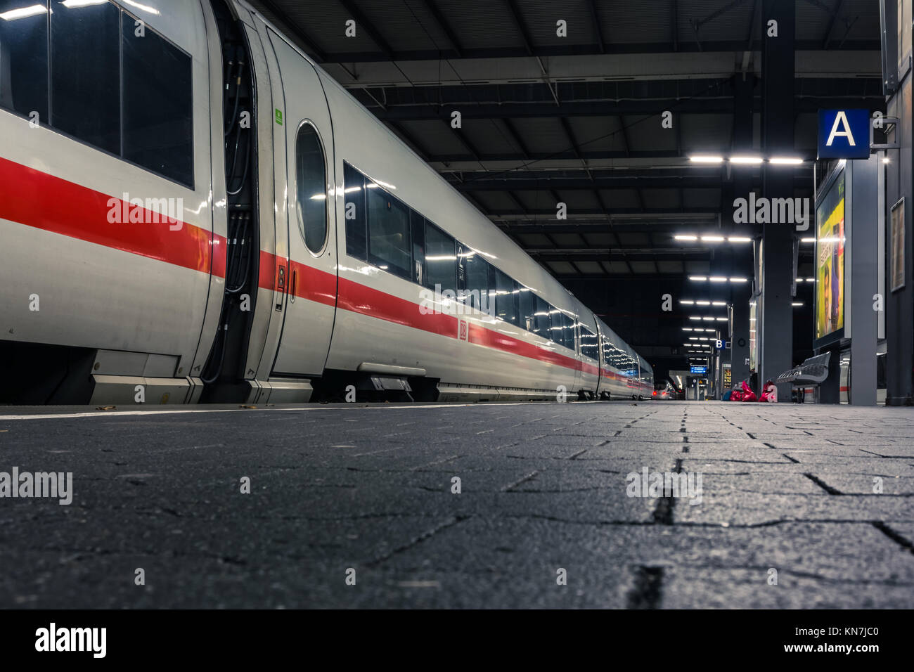 Deutsche Bahn ICE Bullet Train Closeup Side Train Station Parked Winter ...
