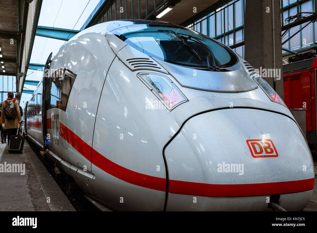 Deutsche Bahn ICE Bullet Train Closeup Side Train Station Parked Winter ...