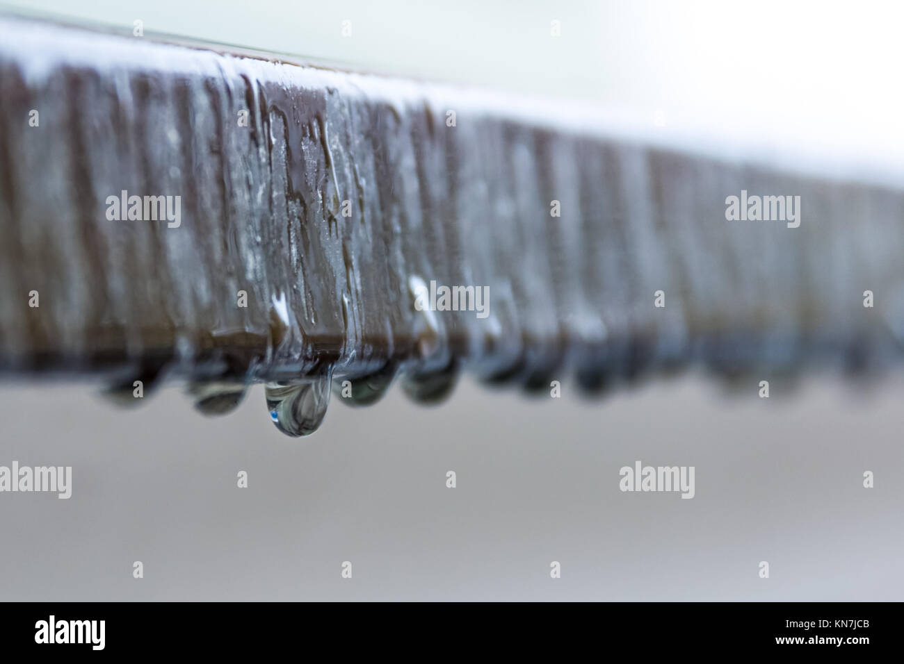 Single Water Droplet Dripping from Edge with Depth of Field from Others ...