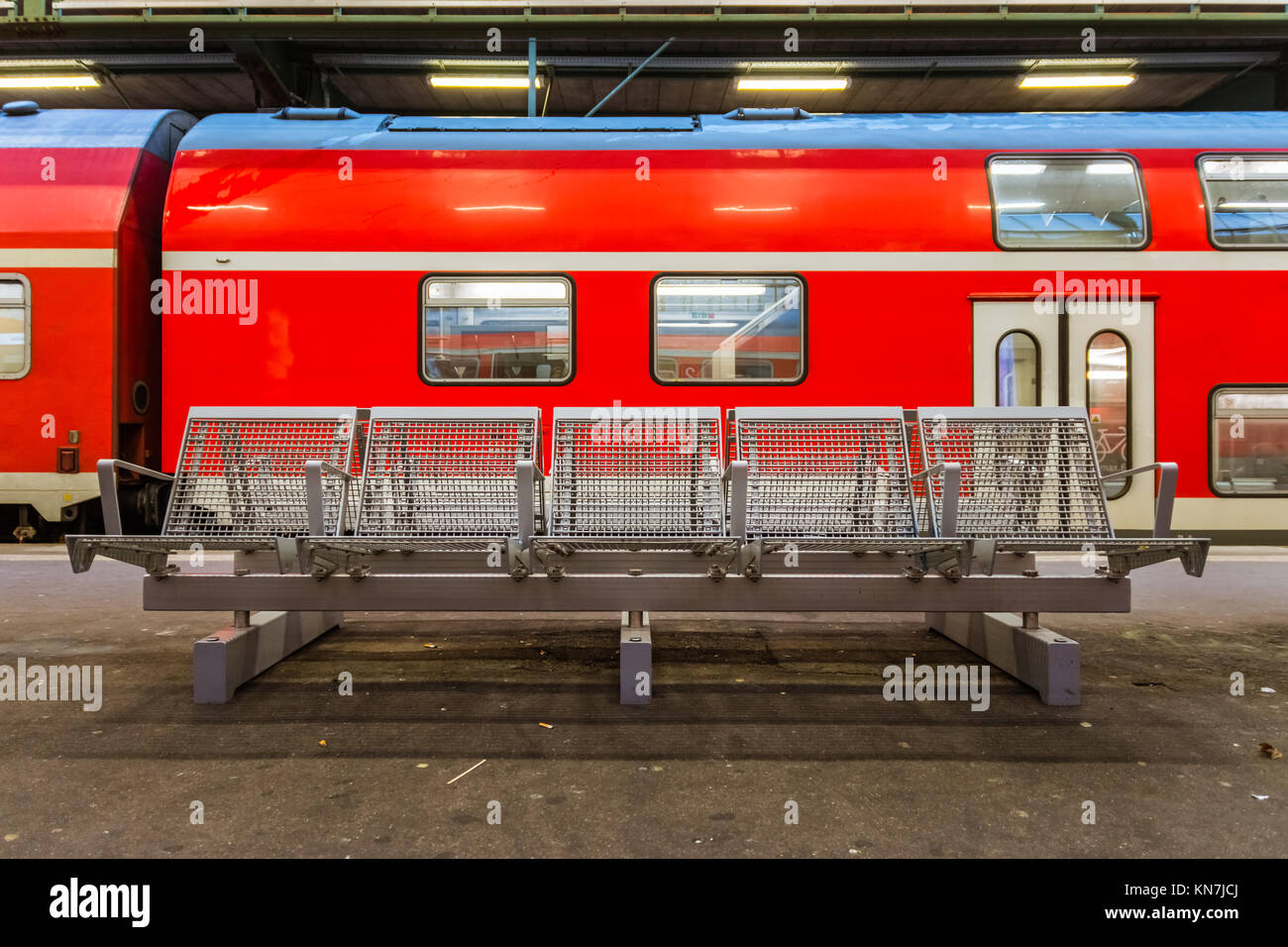 Train Station Metal Wire Bench Public Sitting Waiting German European ...