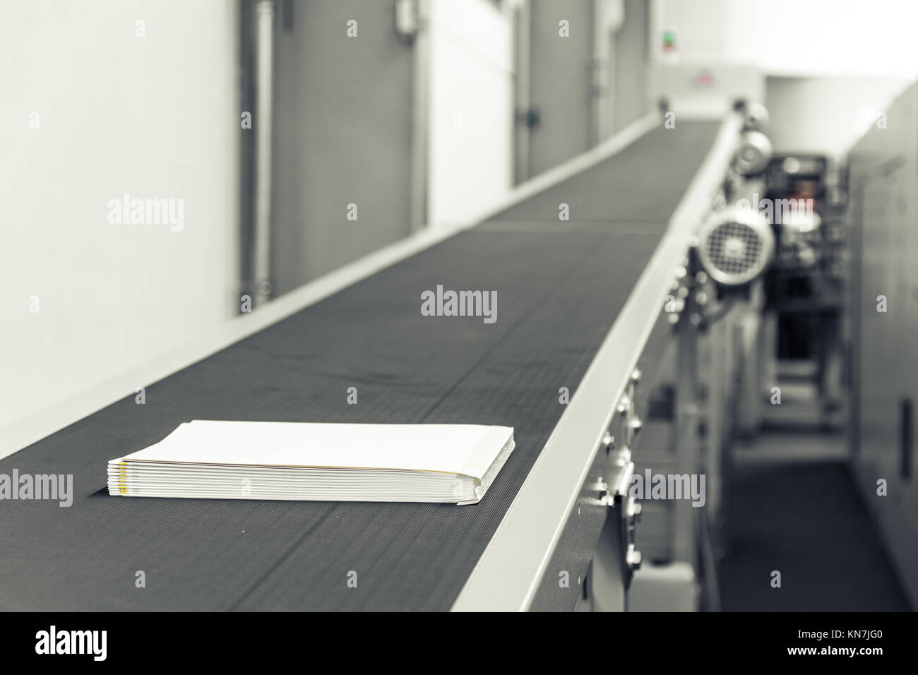 Blank Book Block Pages Production Conveyor Belts Being Transported ...