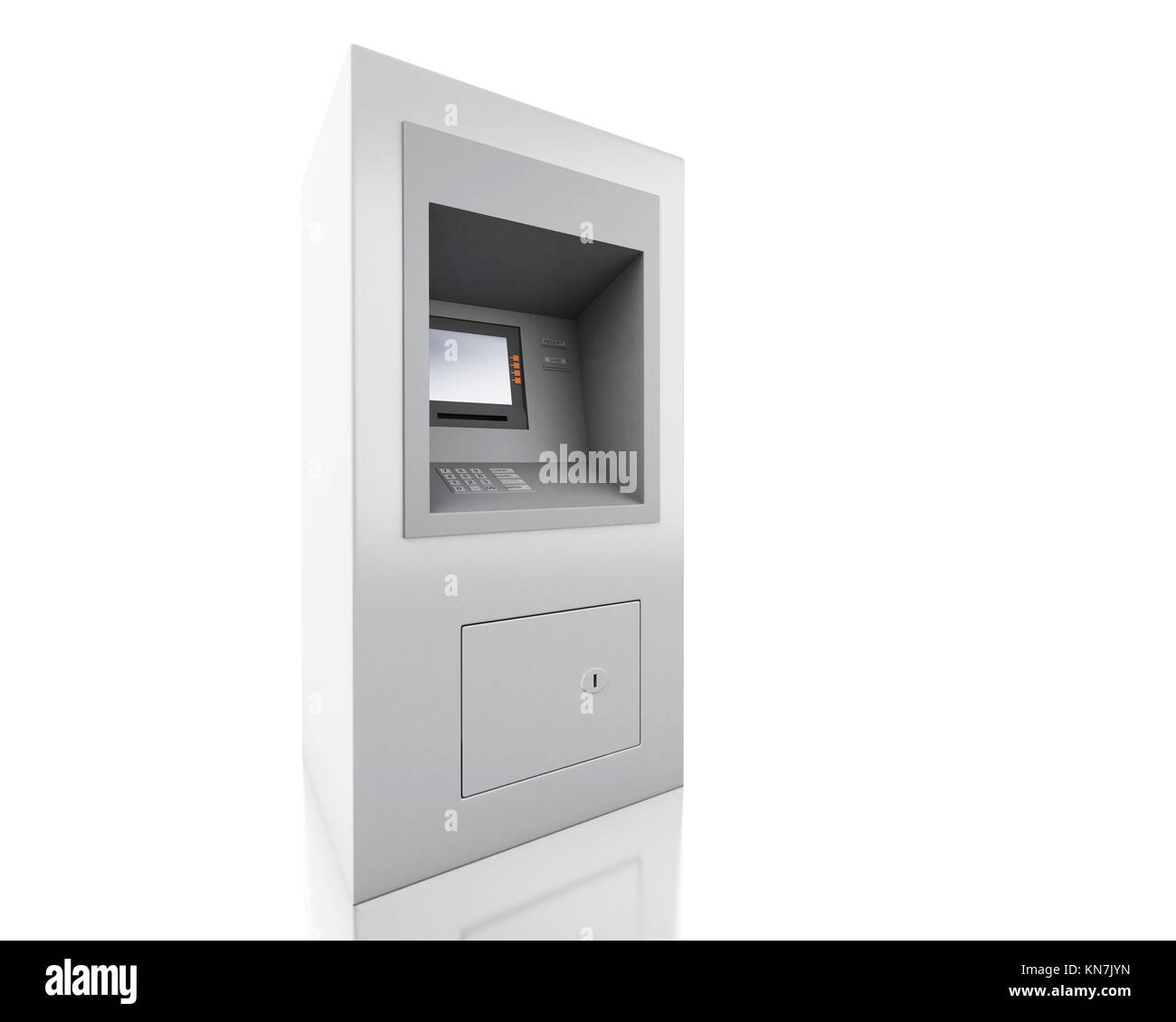 3d illustration. ATM machine. Monetary operations concept. Isolated white background Stock Photo ...