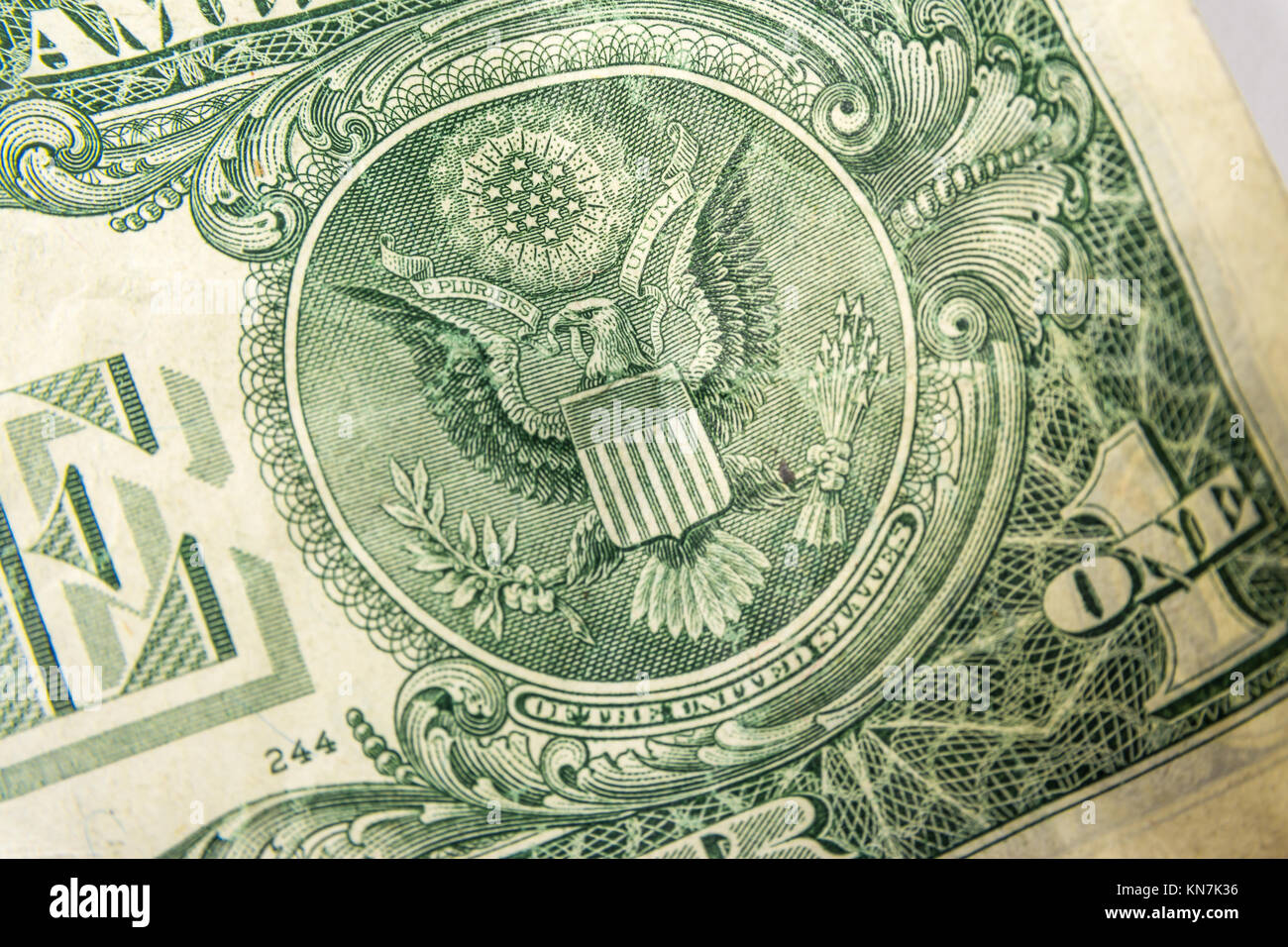 One Dollar Bill Detail Closeup White Background Isolated Currency ...