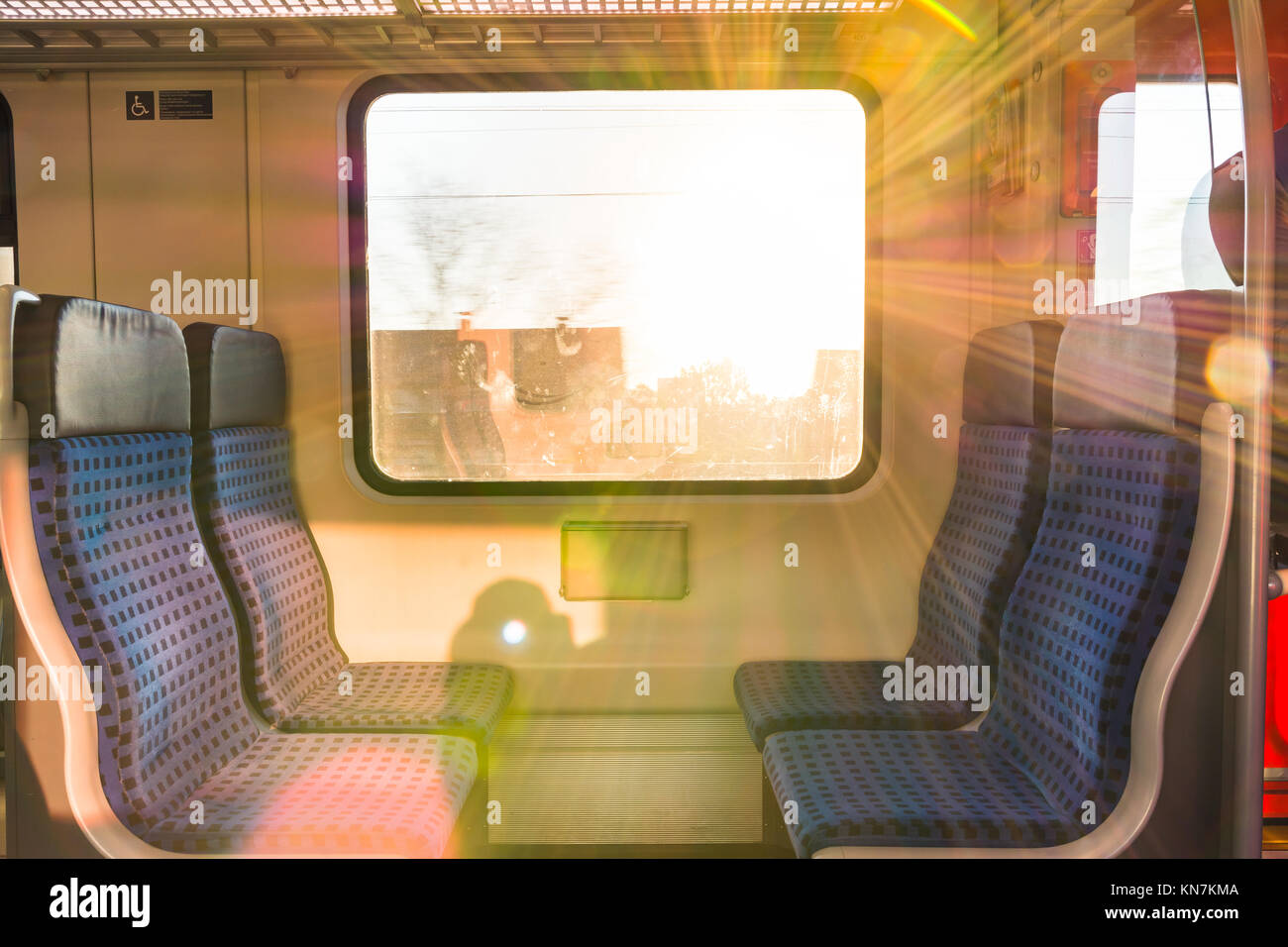 Train Interior Sun Rays Morning Sunrise Seats Inside Traveling View ...