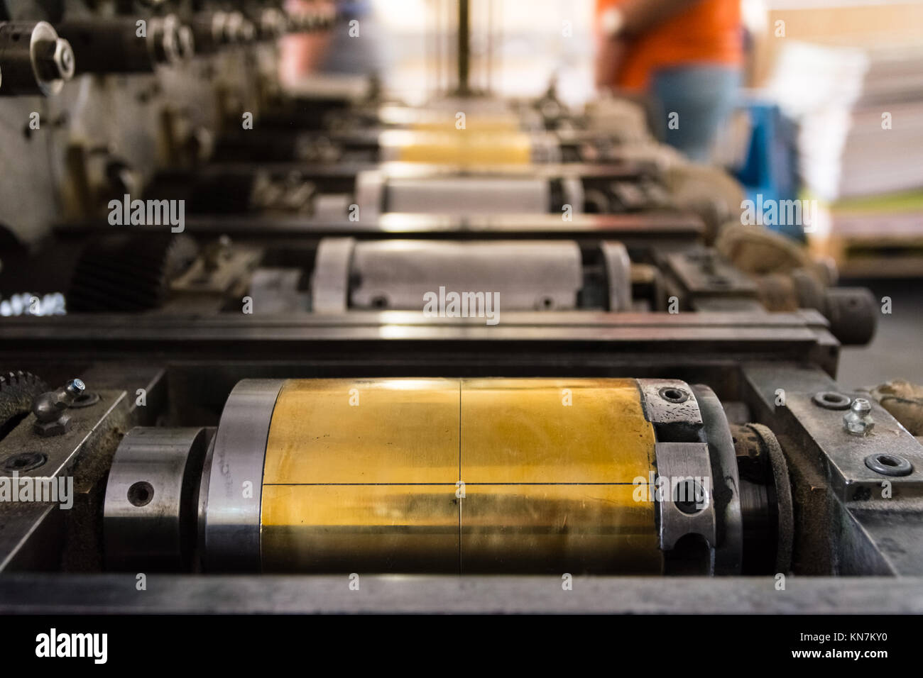 Golden Letterpress Cylinders Rustic Vintage Printing Method Metallic ...