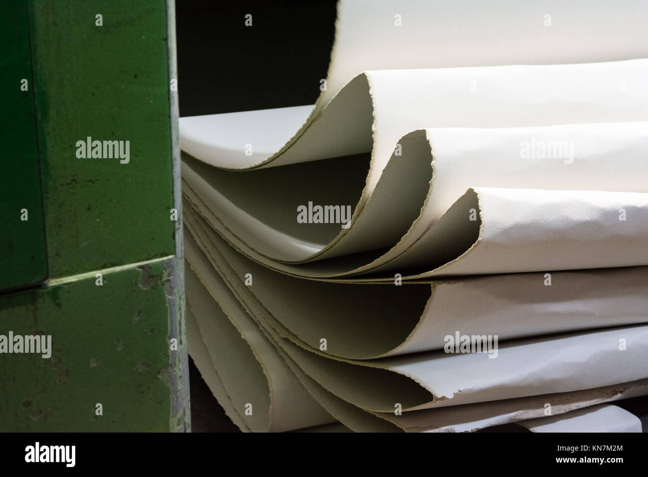 Paper Mesh Production Rollers White Flowing Web White Stack Running ...