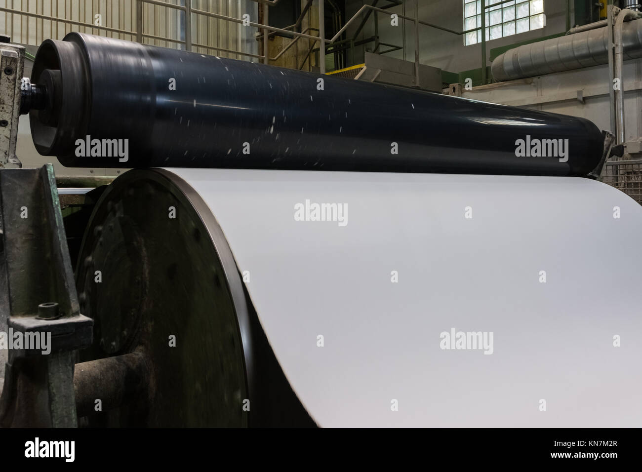 Paper Mesh Production Rollers White Flowing Web White Stack Running ...