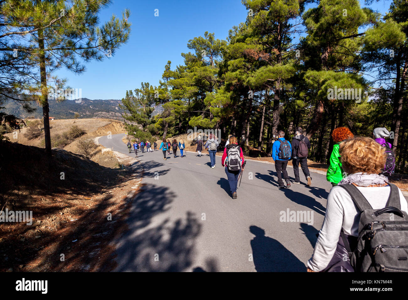 Ramblers hiking at the Mainalon Trail, in Greece Stock Photo - Alamy
