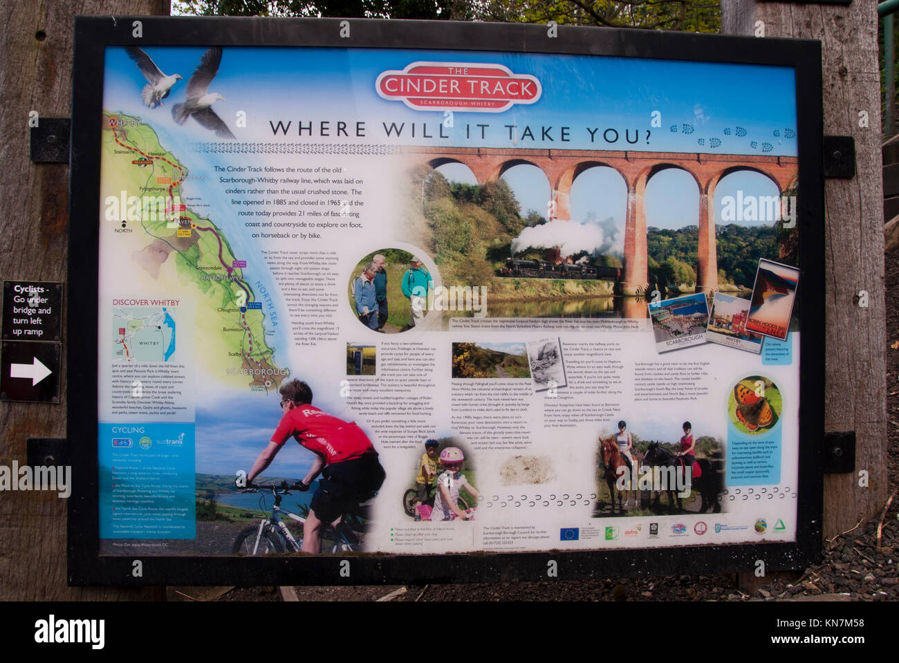 The Cinder Track sign at the start point in Whitby, North Yorkshire ...
