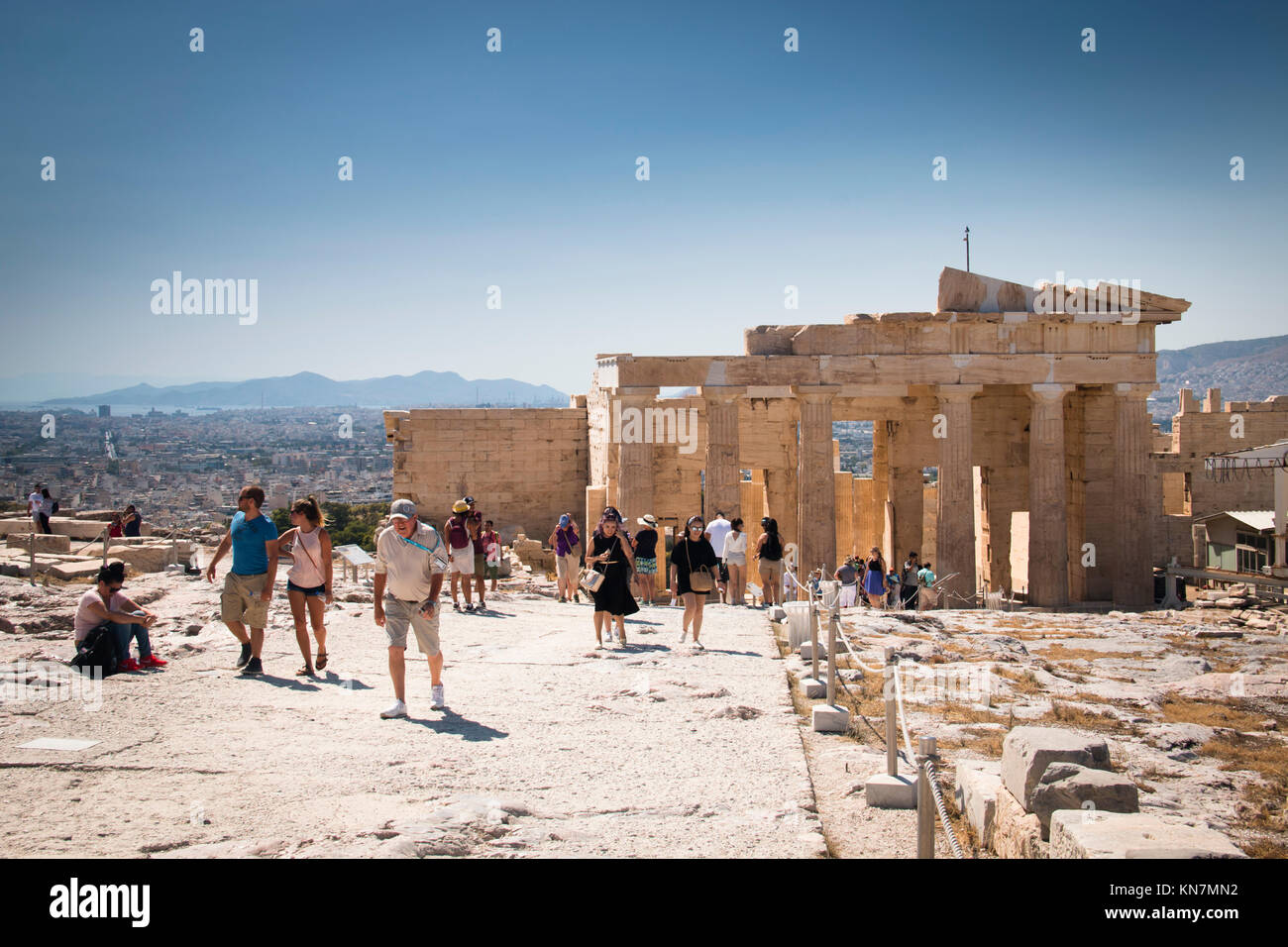 ATHENS, GREECE - SEPTEMBER 2017: The main gate of the Acropolis in ...