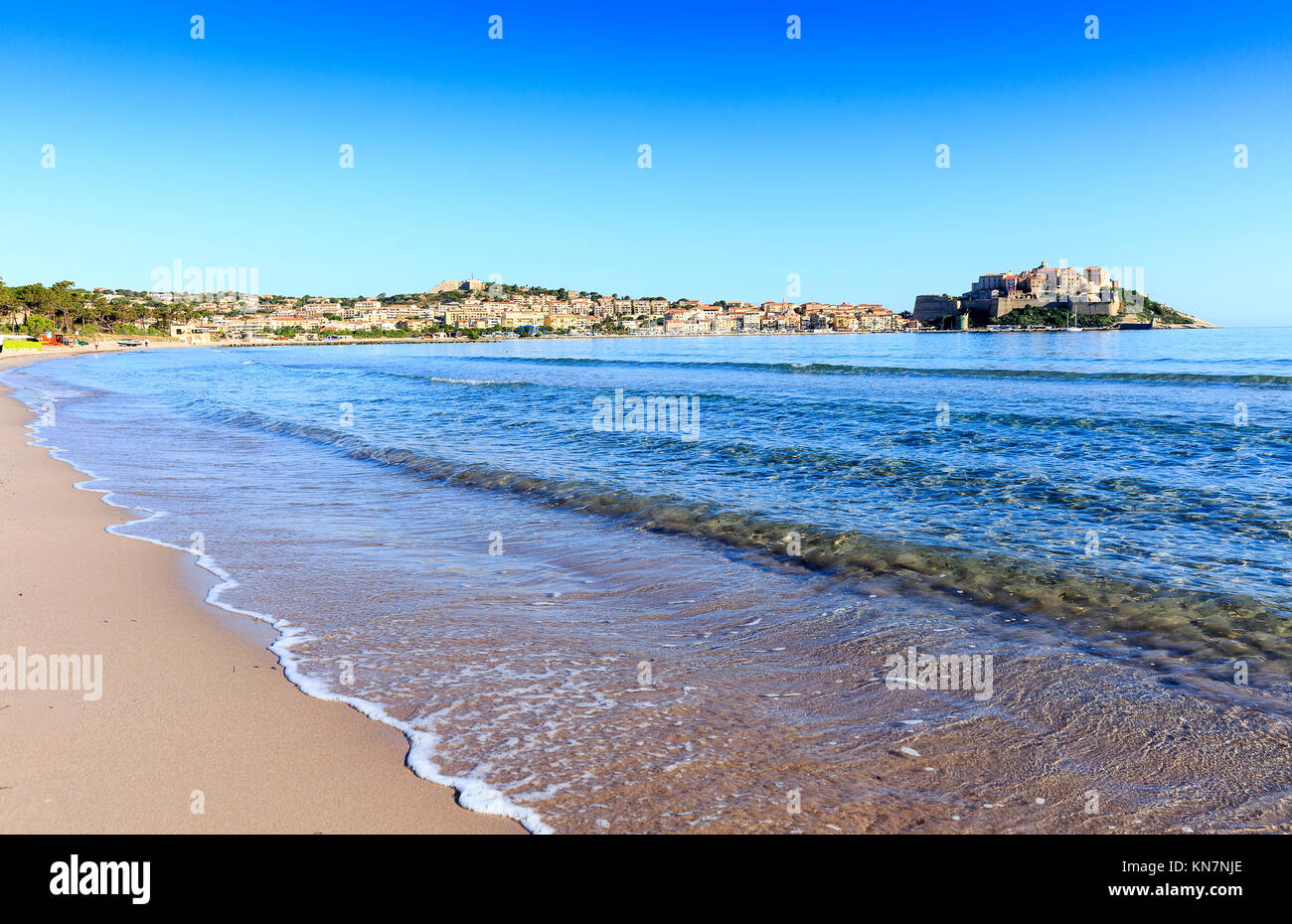 Calvi Beach and Calvi, Corsica Stock Photo - Alamy