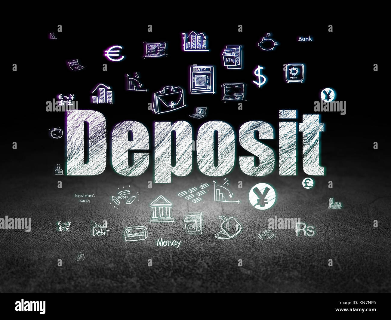 Money concept: Deposit in grunge dark room Stock Photo - Alamy