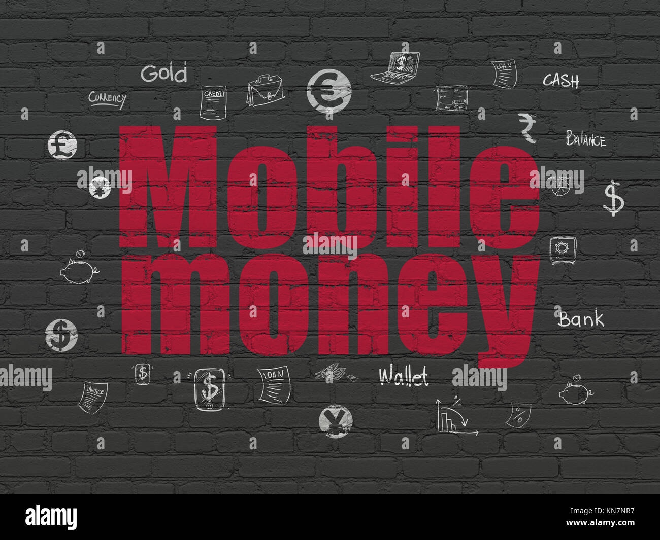 Currency concept: Mobile Money on wall background Stock Photo - Alamy