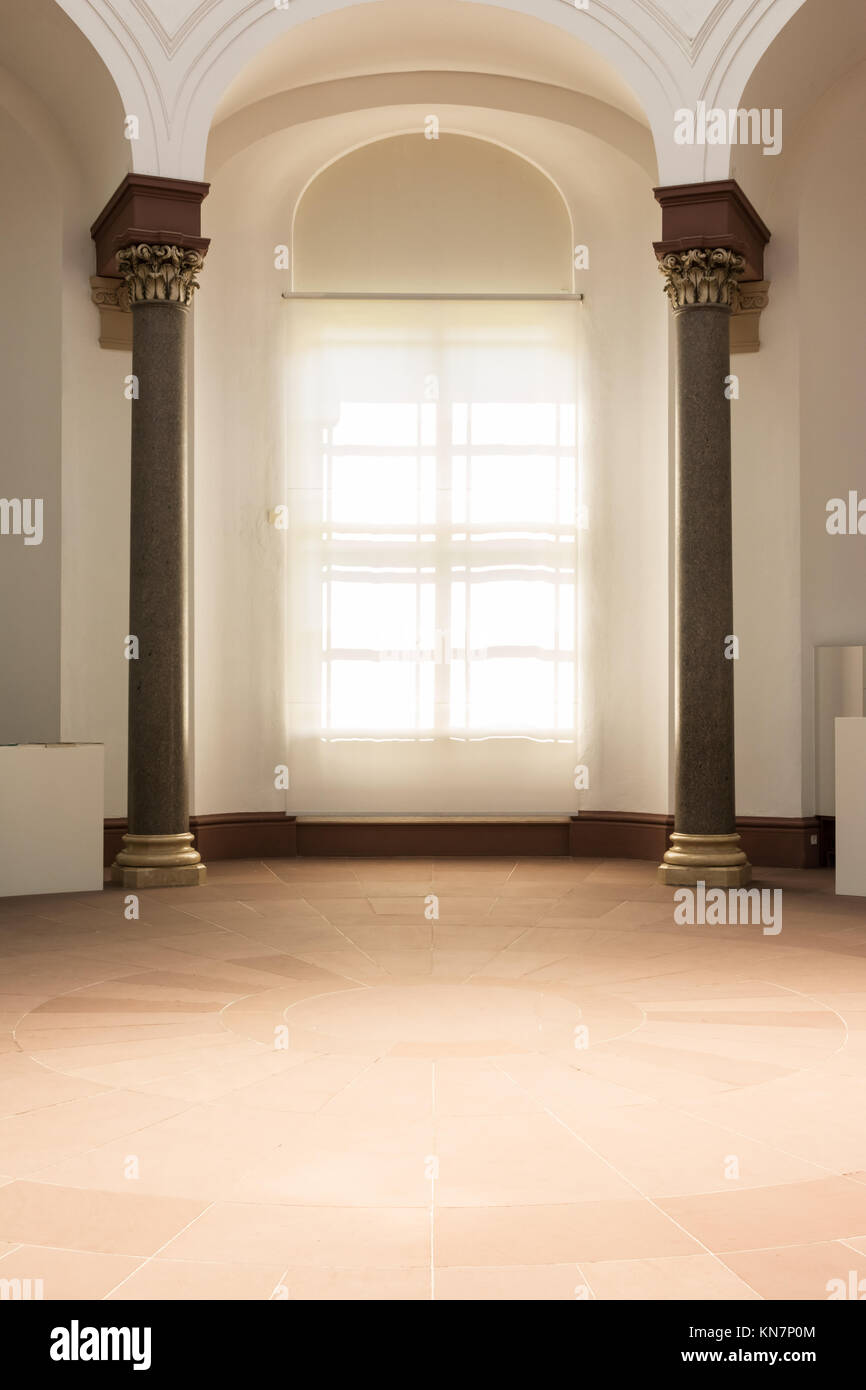 Roman Greek Columns Interior Empty Space Sunlight Bright Soft White ...
