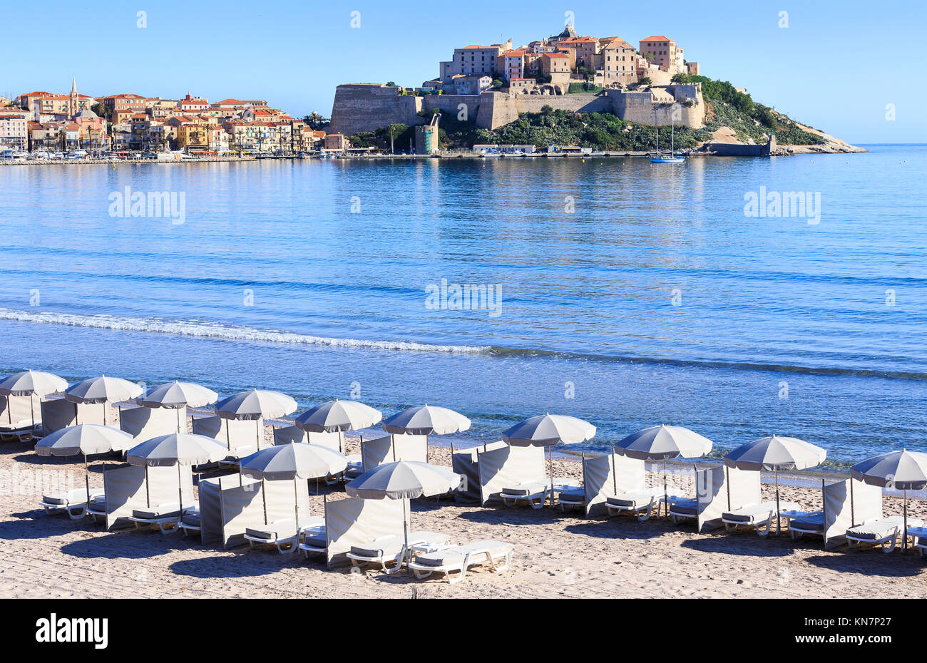 Calvi Beach and Citadel of Calvi, Corsica Stock Photo - Alamy