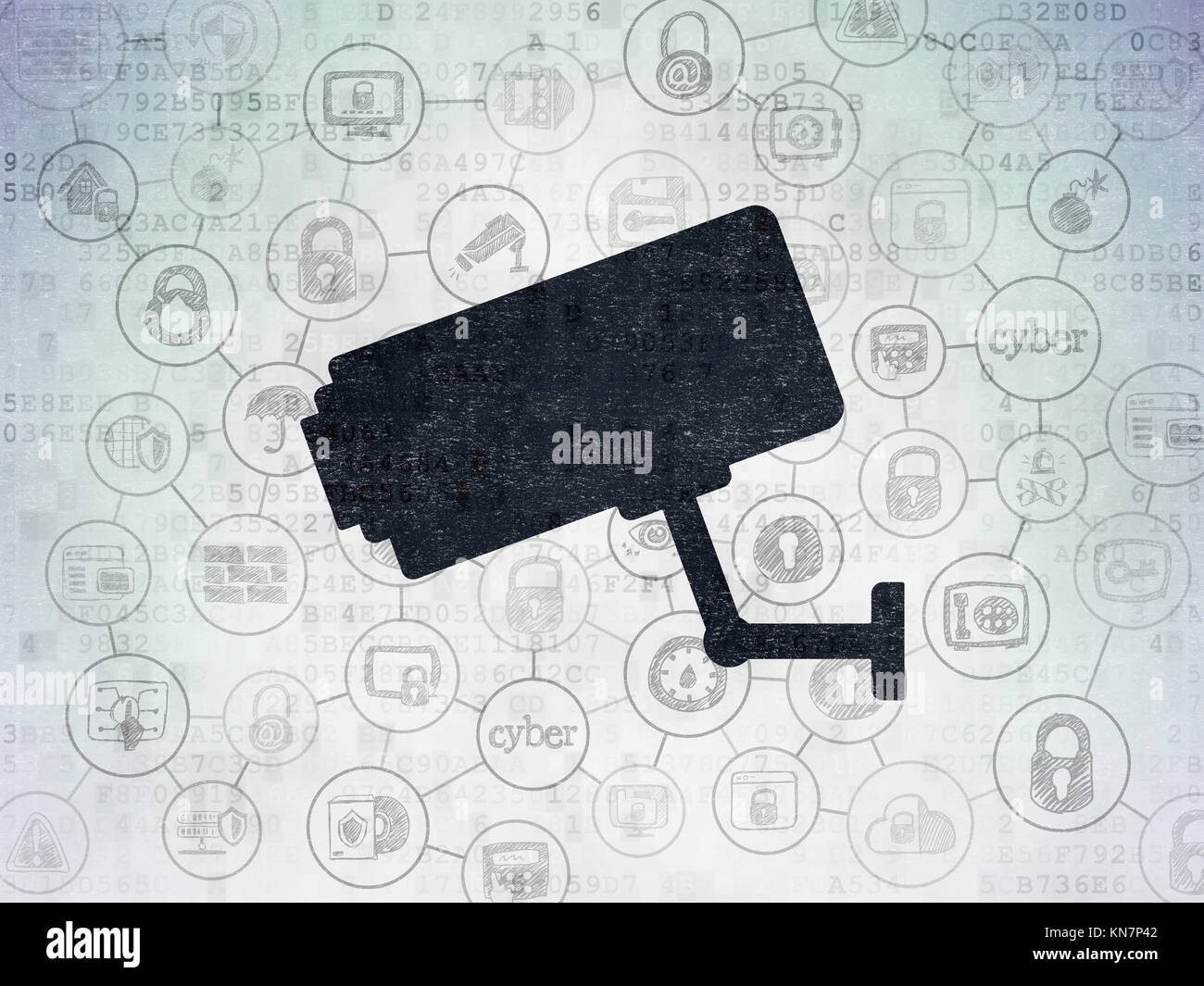 Privacy concept: Cctv Camera on Digital Data Paper background Stock ...