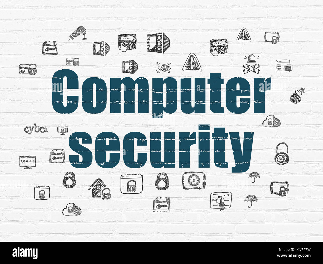 Security concept: Computer Security on wall background Stock Photo - Alamy