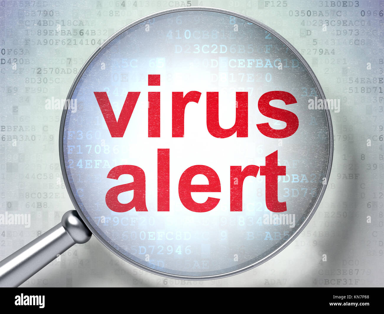 Safety concept: Virus Alert with optical glass Stock Photo - Alamy