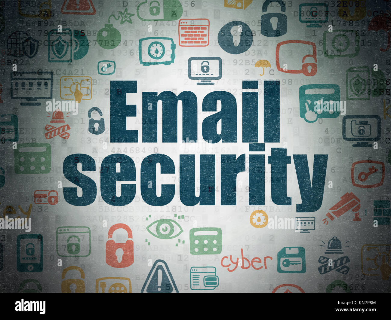 Protection concept: Email Security on Digital Data Paper background ...