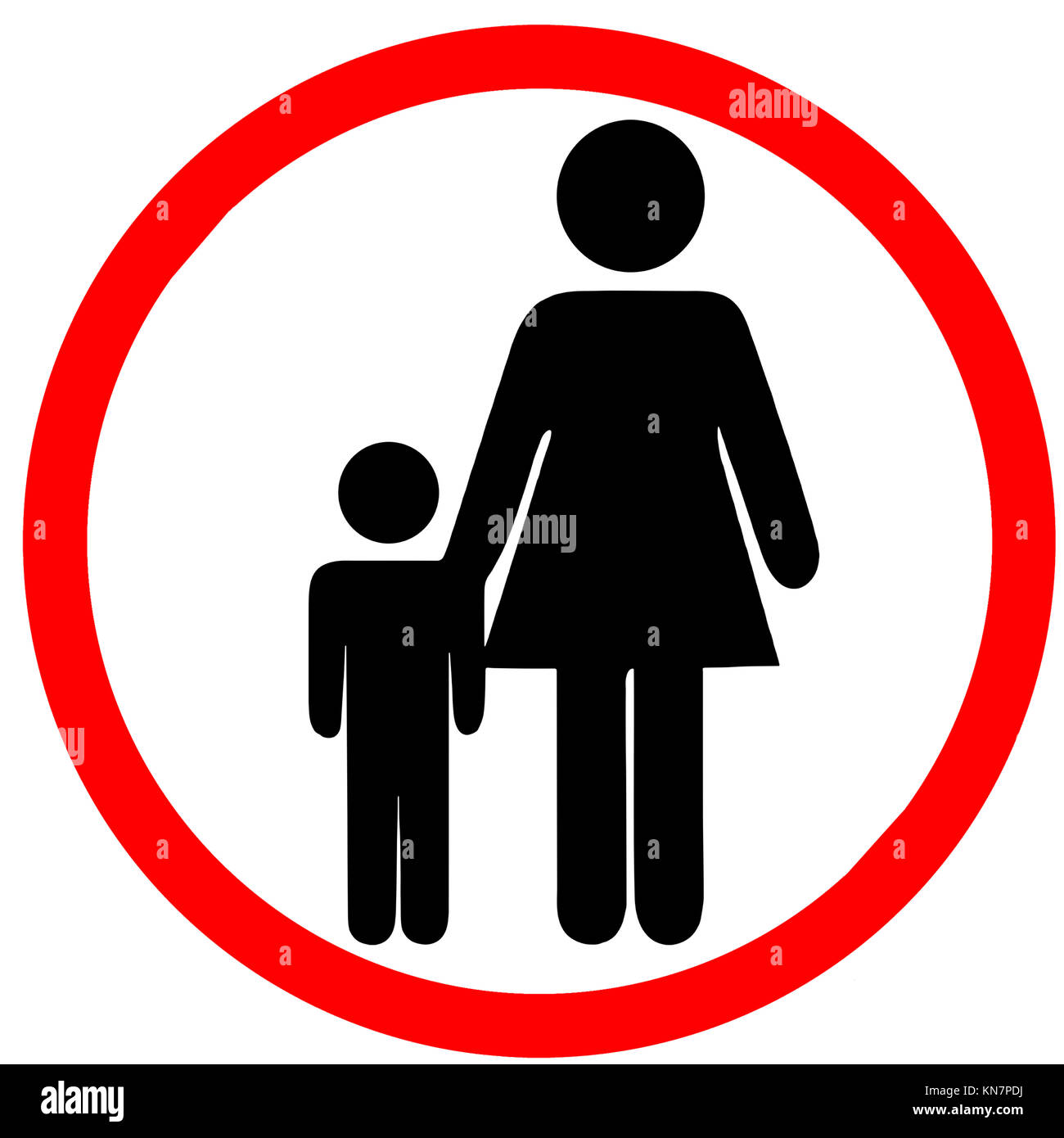 unattended children hazard warning information red circle road sign ...