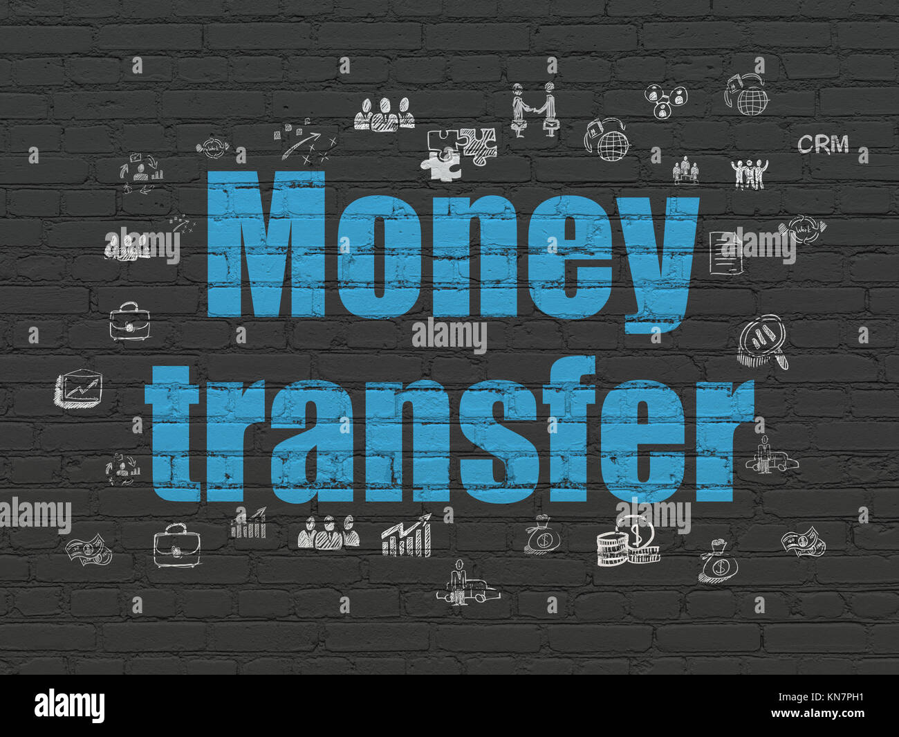 Business concept: Money Transfer on wall background Stock Photo - Alamy